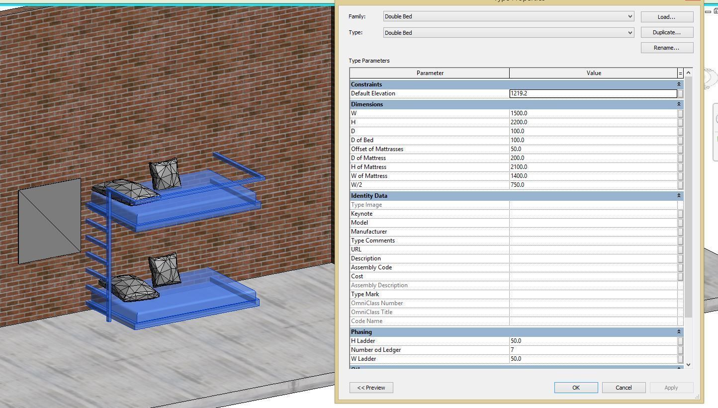 3D model Bunk bed - Full parametric Revit Family VR / AR / low-poly ...