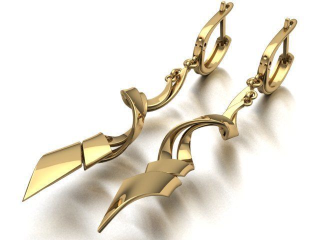 print model earring pair of gold - plated earrings 3D model 3D ...