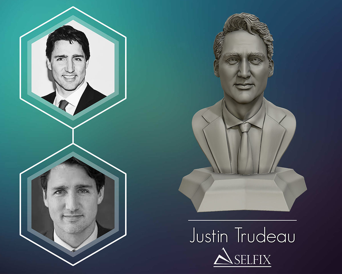 Justin Trudeau 3D portrait Ready to 3D print 3D model 3D printable ...