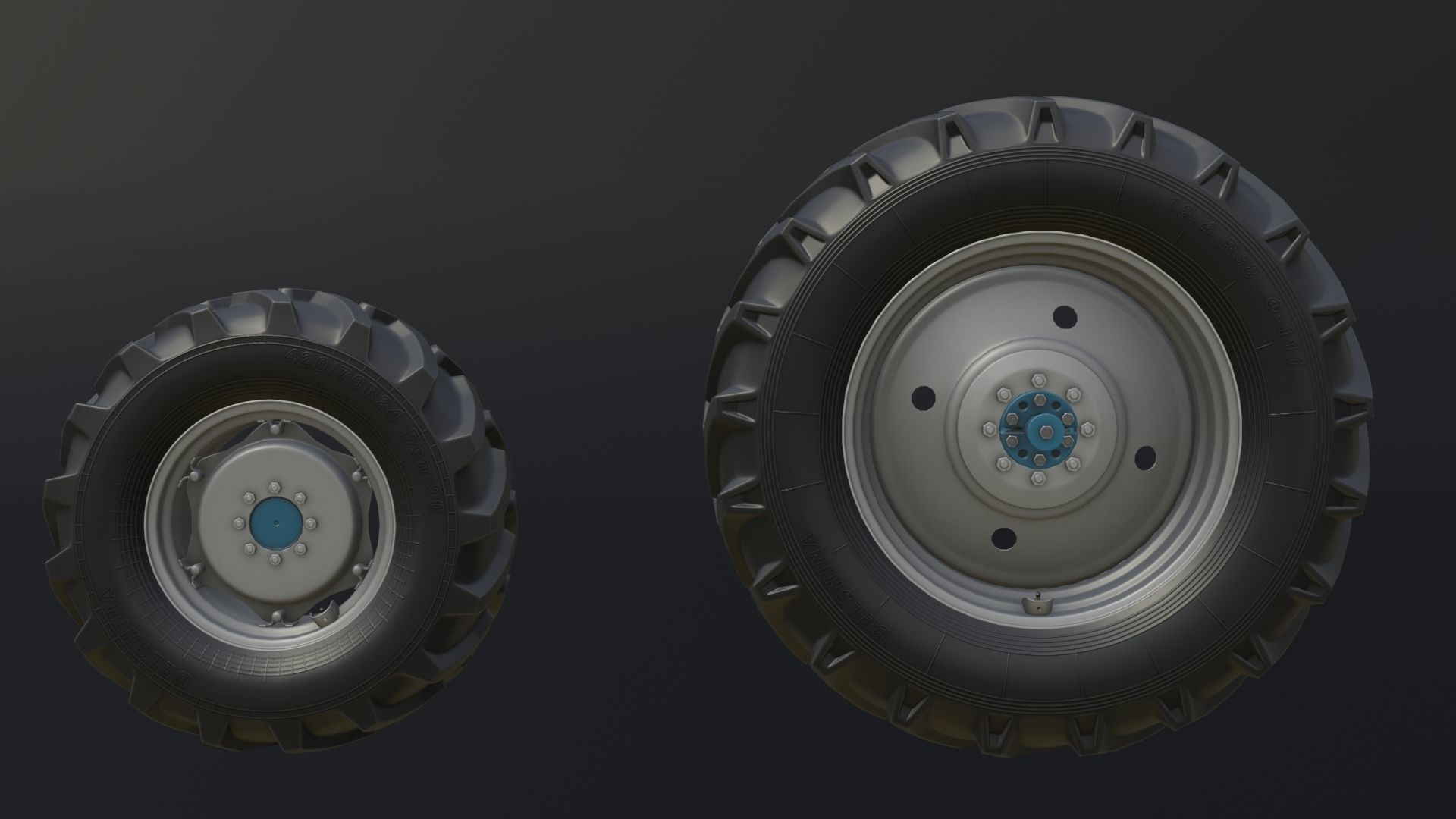 Set of wheels for MTZ 1221 tractor Assembly free VR / AR / low-poly 3D ...