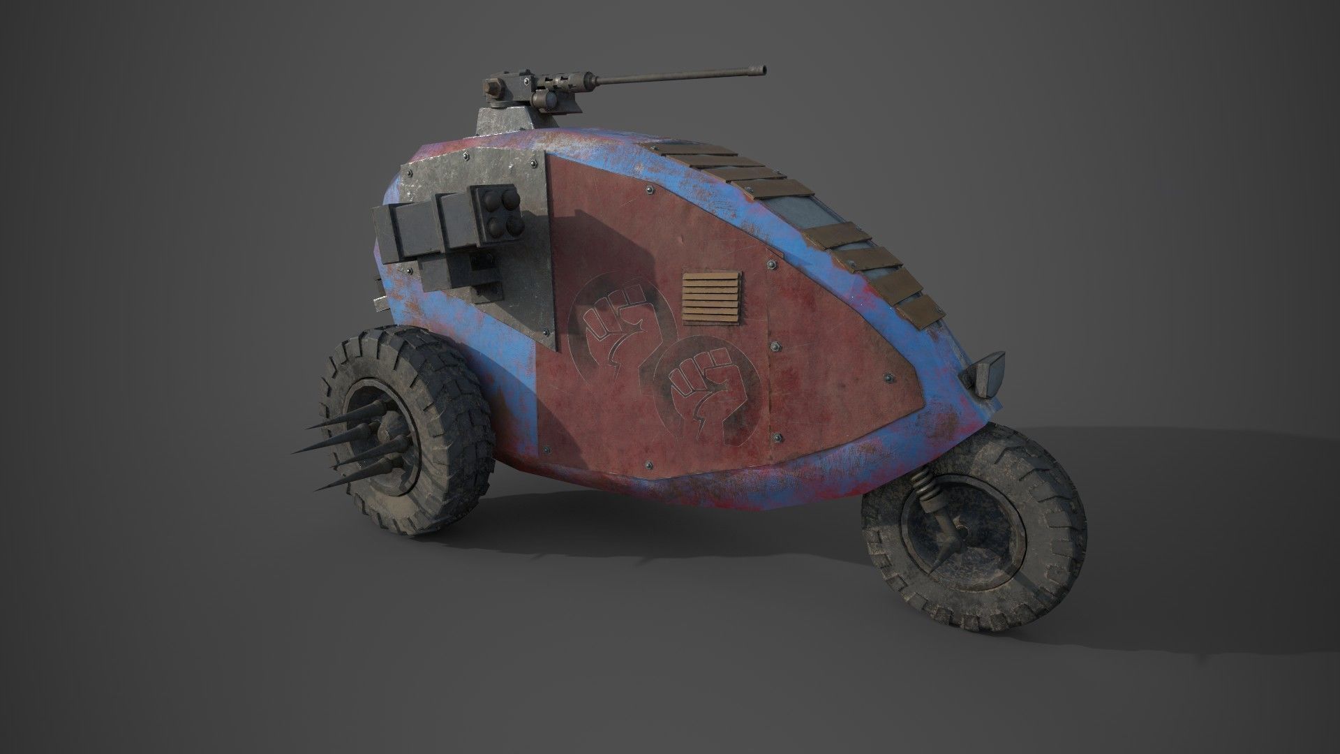 3D model Post apocalyptic electric monster tricycle VR / AR / low-poly ...