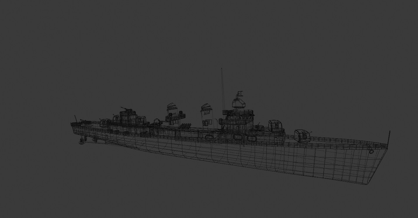 USS Fletcher DD-445 Destroyer 3D model rigged | CGTrader