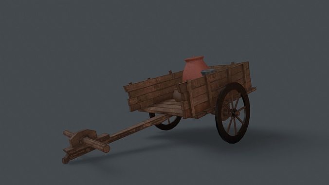 3D model 3D GAME READY CART wooden with pot VR / AR / low-poly | CGTrader