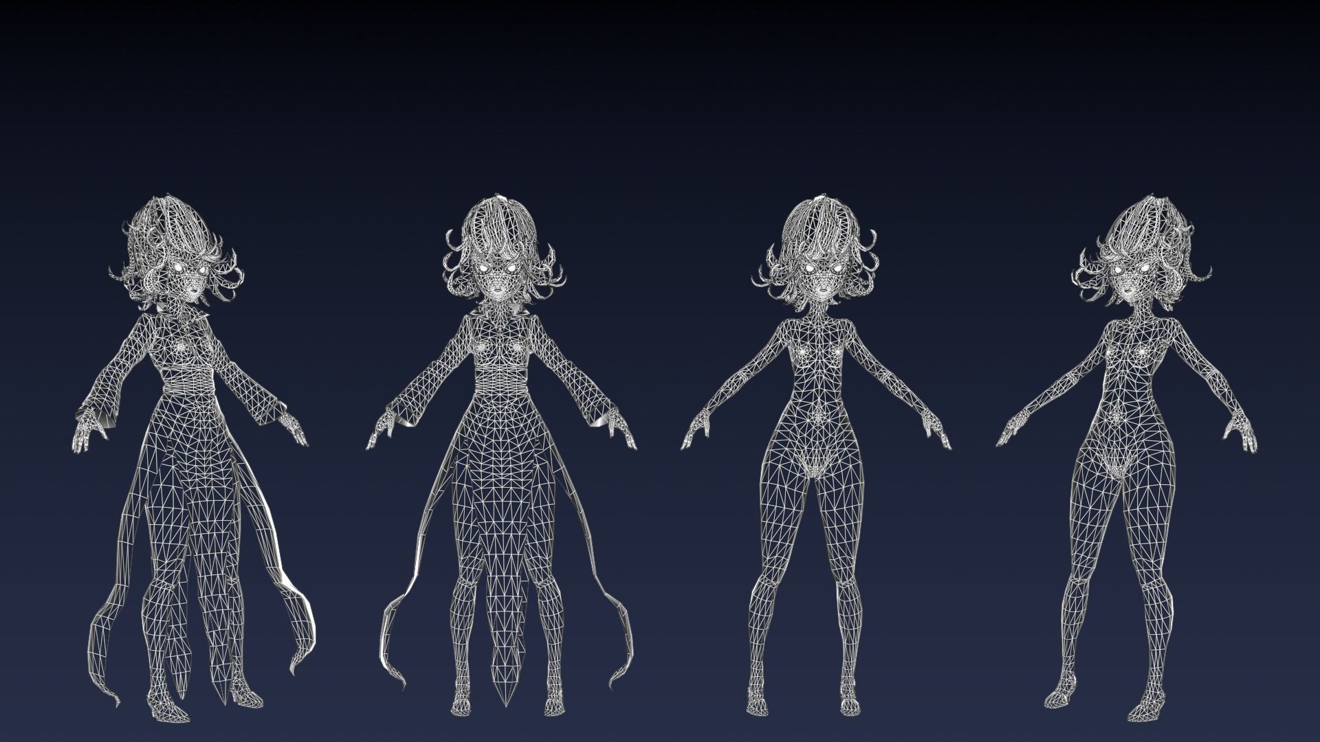 3D Model Collection psychic sisters Tatsumaki and Fubuki VR / AR / low ...