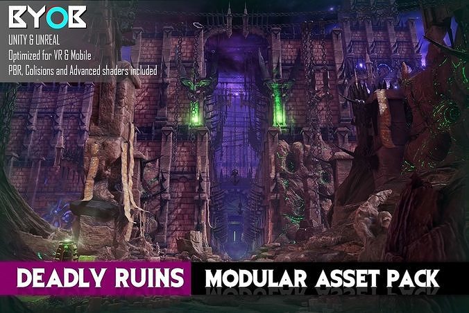3D model Deadly Ruins - Modular low poly Unity and Unreal Pack VR / AR ...