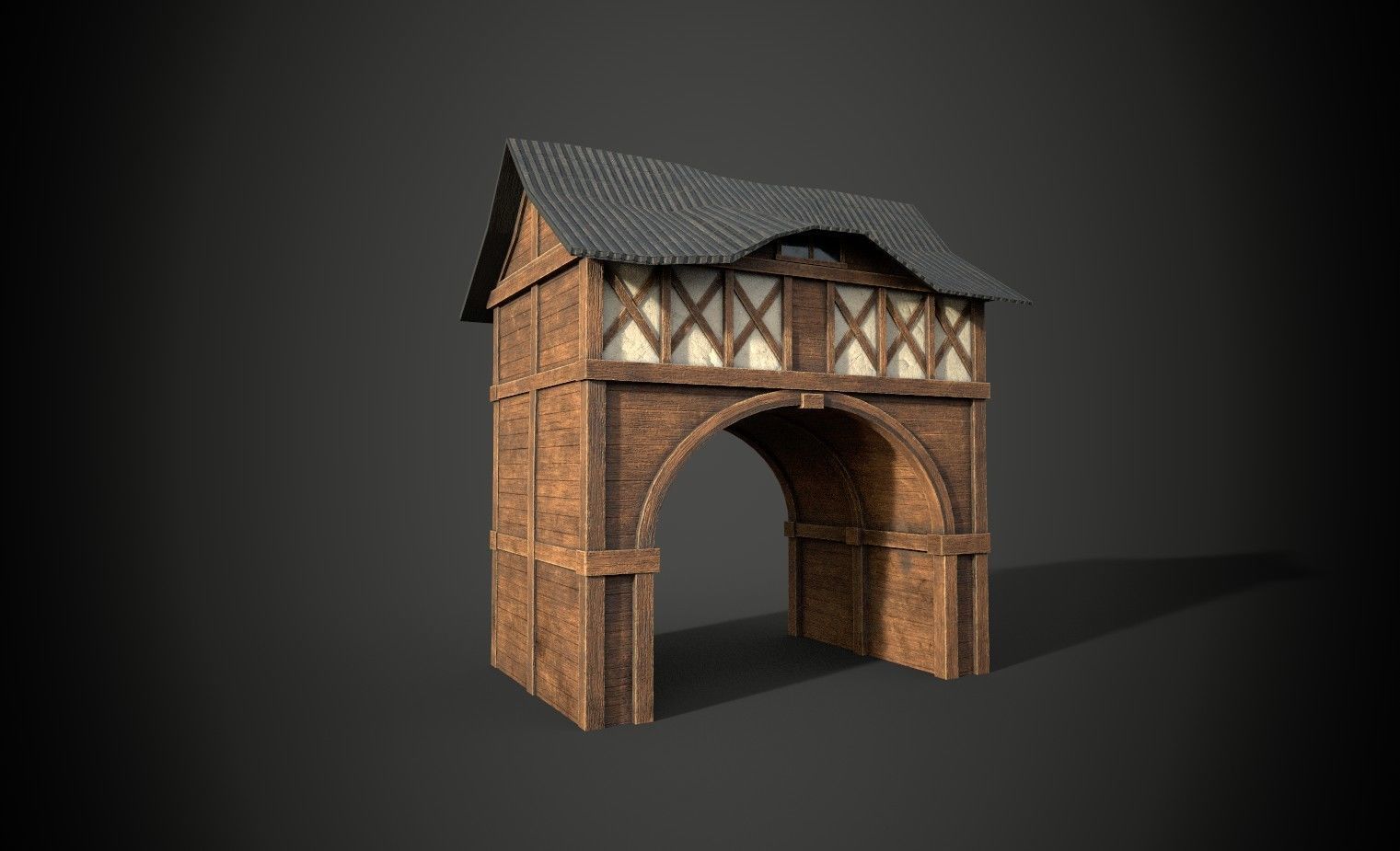 Medieval Wooden Arch Low-poly Game-ready 3D game-ready