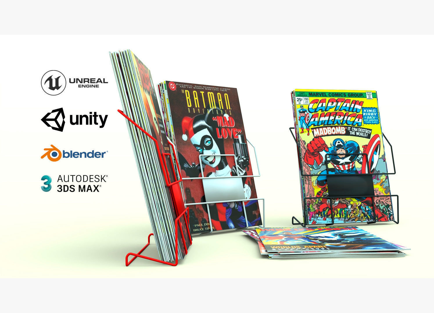 3D model Comic Book Metal Wire Rack VR / AR / low-poly | CGTrader