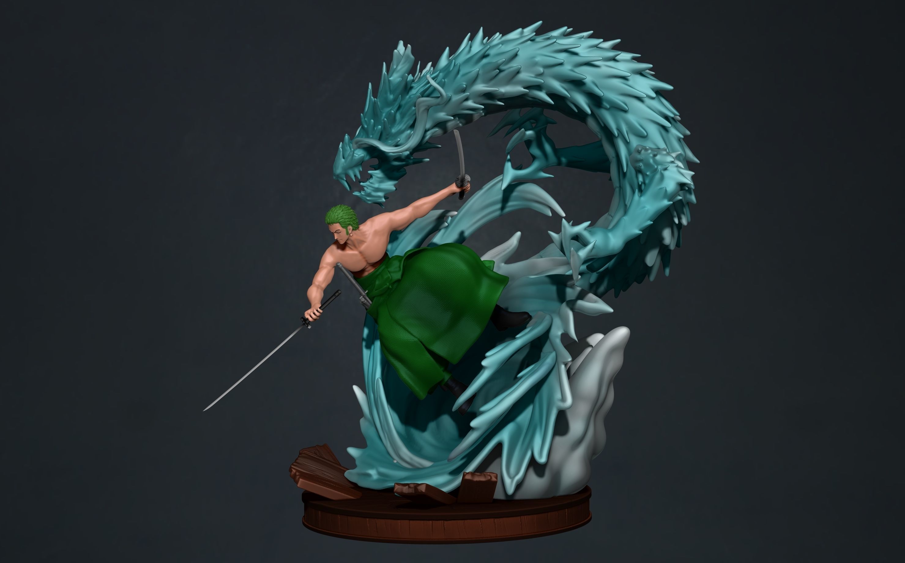 one piece - roronoa zoro - 3d print statue 3D model 3D printable | CGTrader