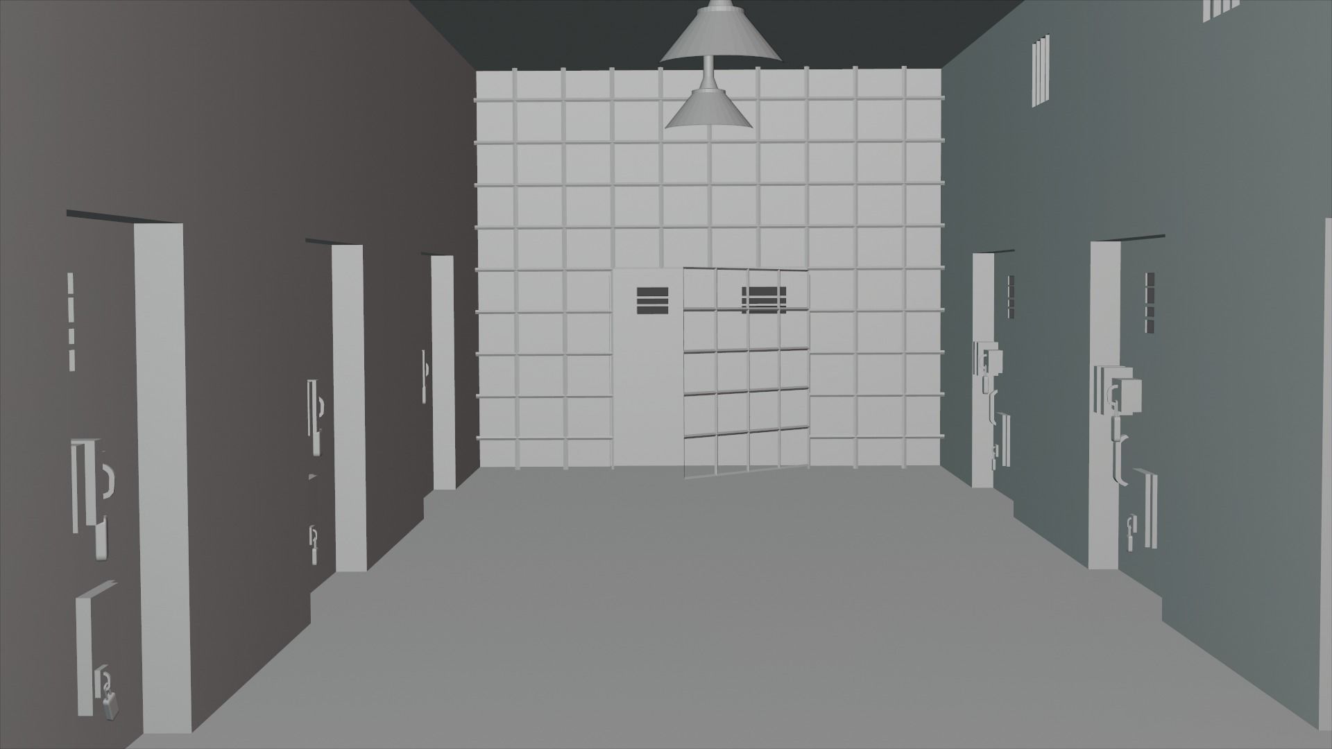 The Prision prison hallway with lights and brick walls free 3D model ...