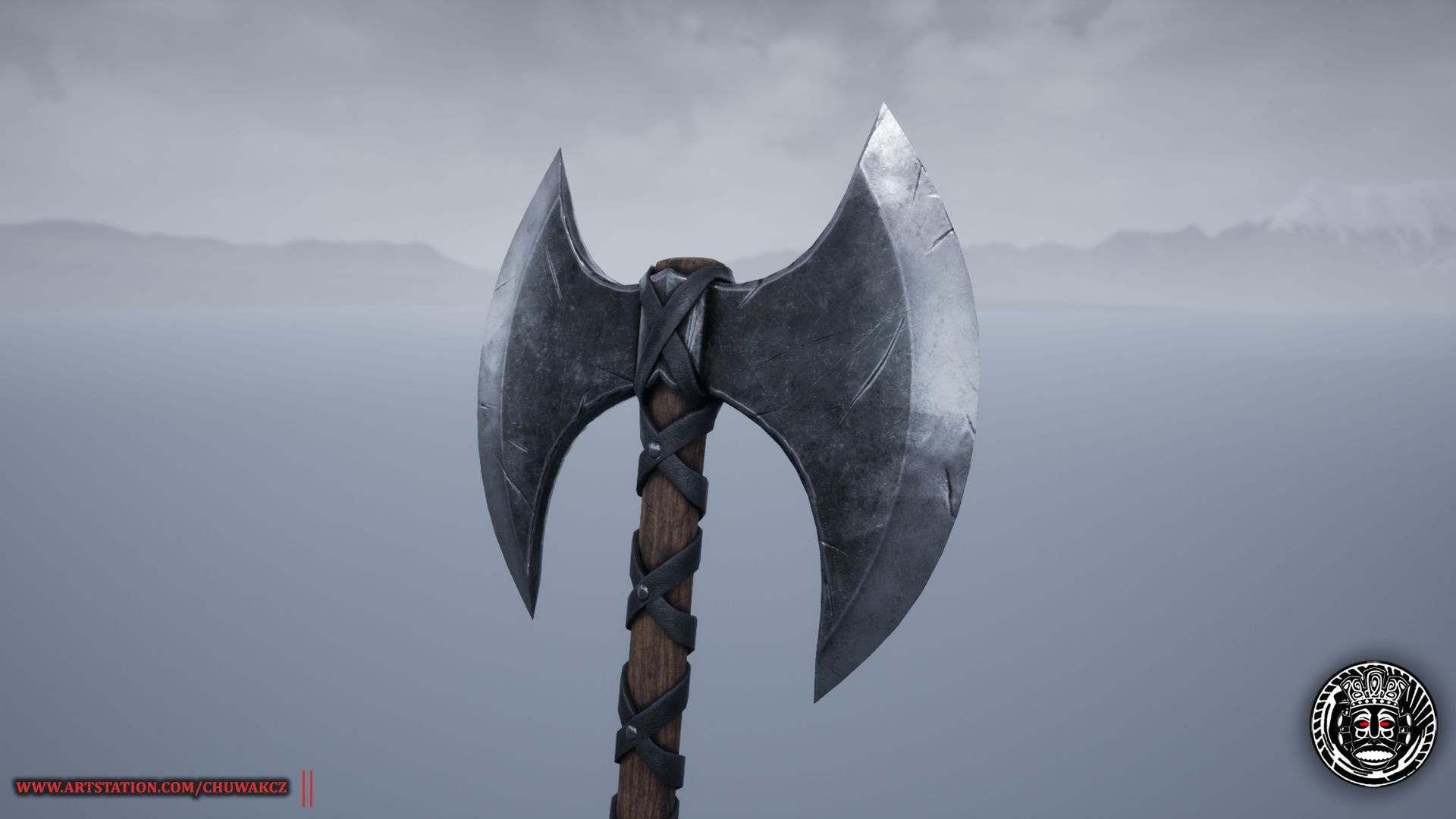 3D model Viking Medieval Double Bladed Two Handed Battle Axe VR / AR ...