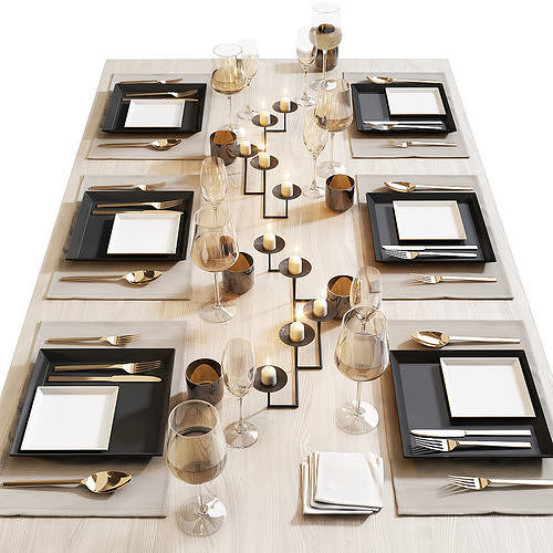 Table setting 12 3D model | CGTrader