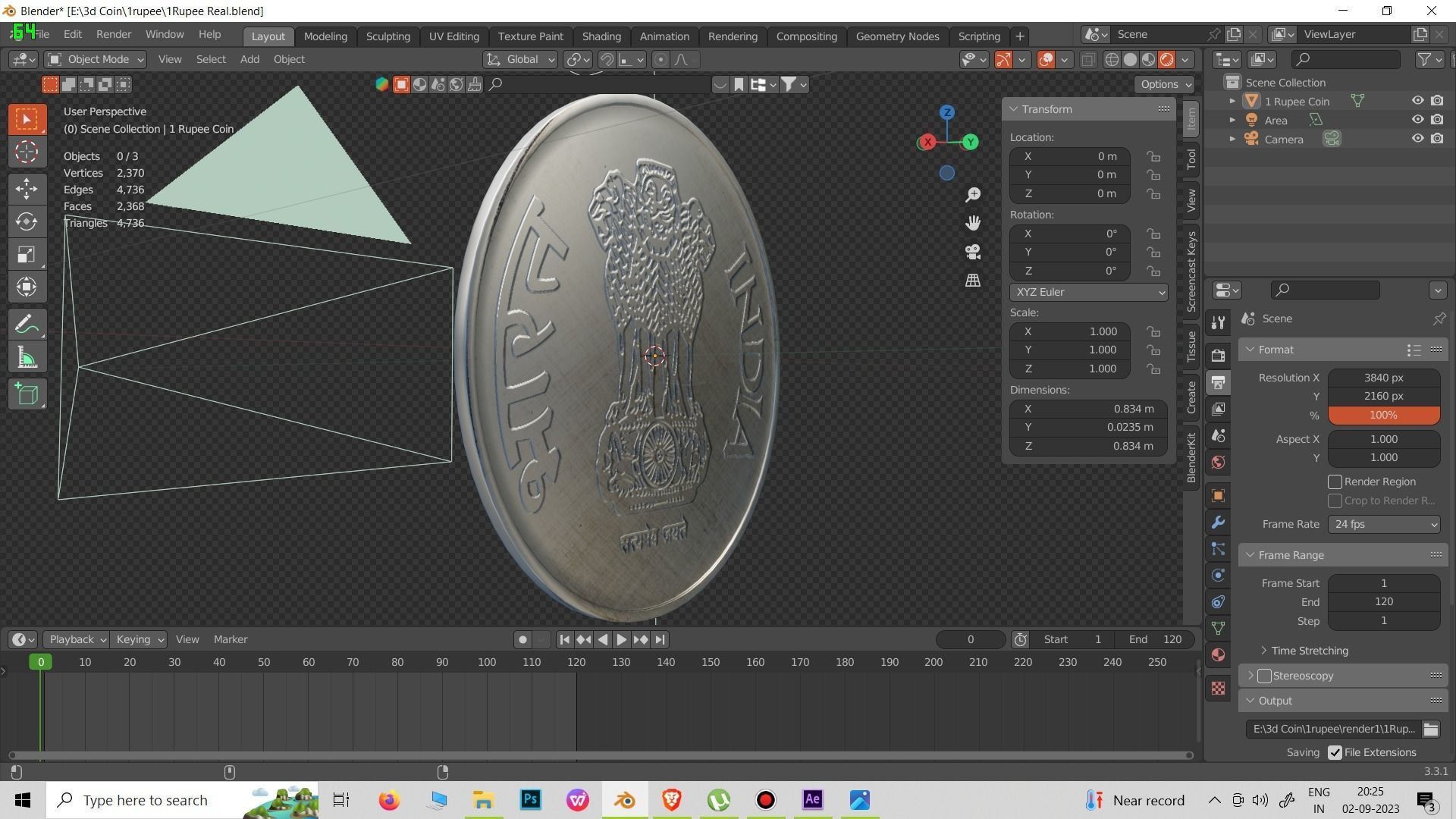 3D model Indian One Rupee Coin VR / AR / low-poly | CGTrader