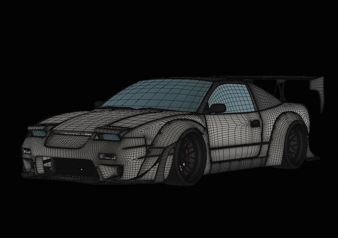 Widebody Nissan 240SX S13 3D model rigged | CGTrader