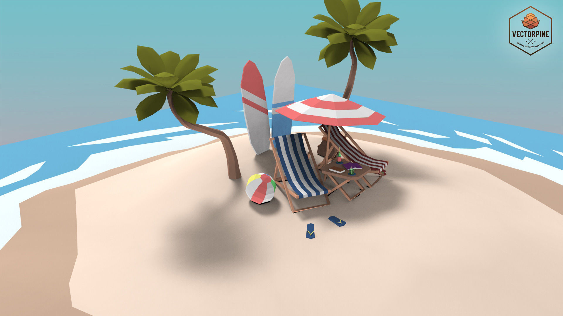 3D model Low Poly Exteriors - Beach Seaside Pack VR / AR / low-poly ...