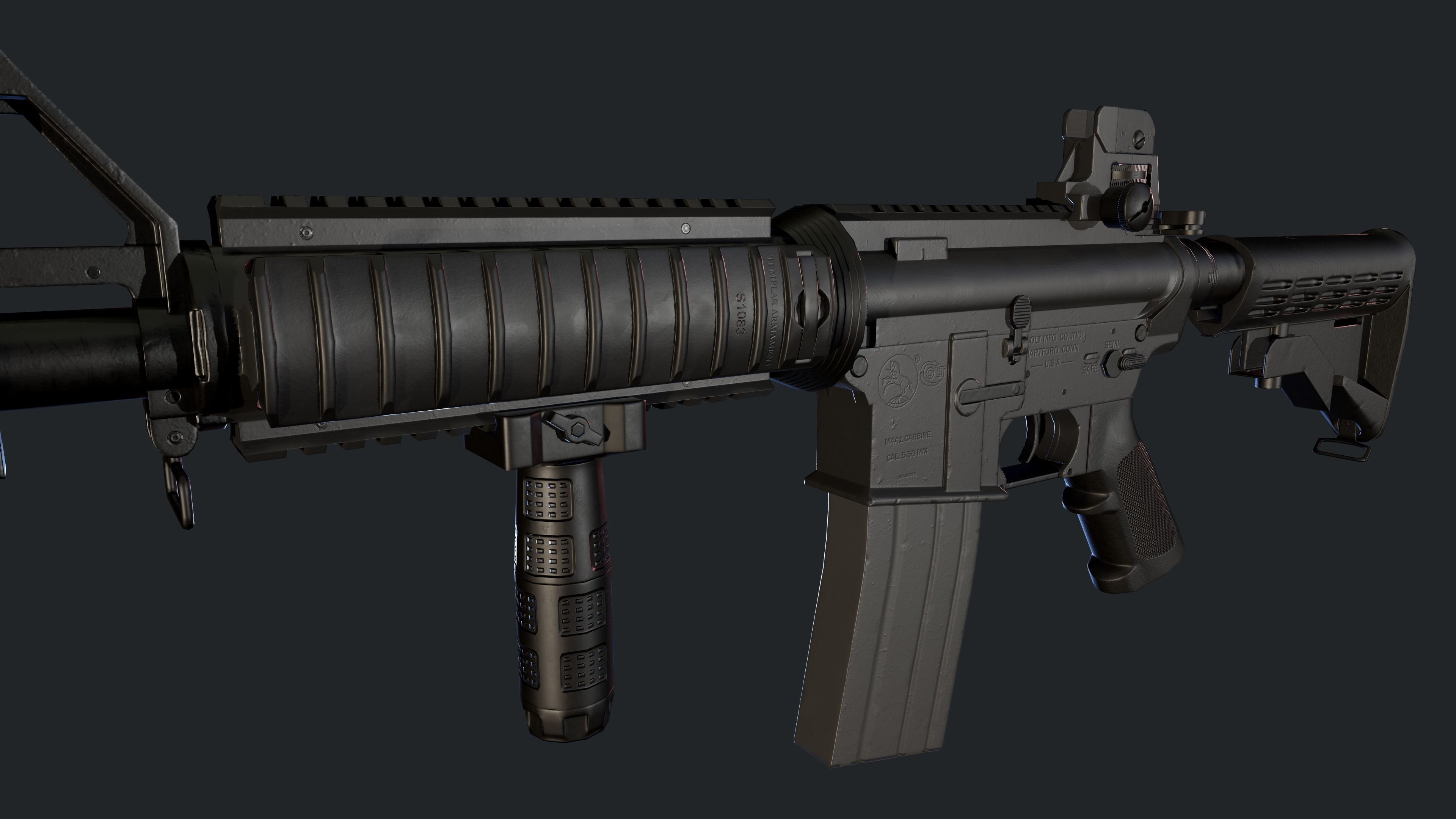 3D model M4A1 Carbine with attachments and red dot VR / AR / low-poly ...