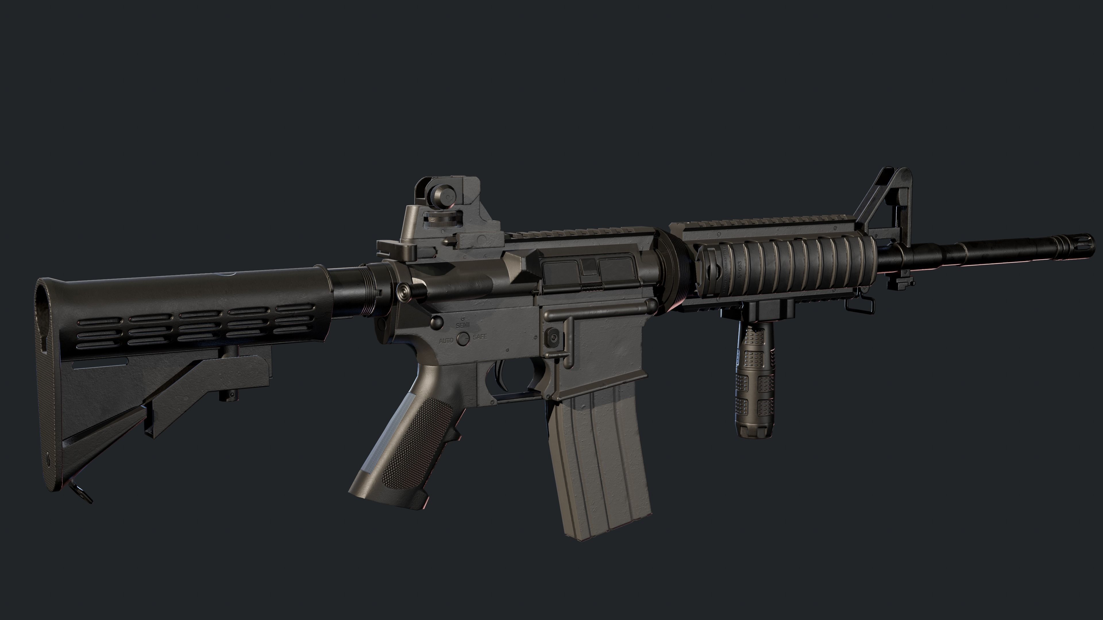 3D model M4A1 Carbine with attachments and red dot VR / AR / low-poly ...