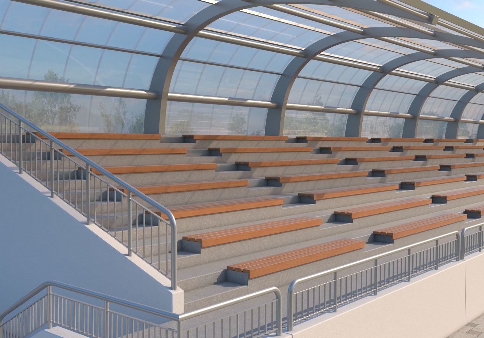 Tribune For Sport Areas With Canopy 3D model | CGTrader