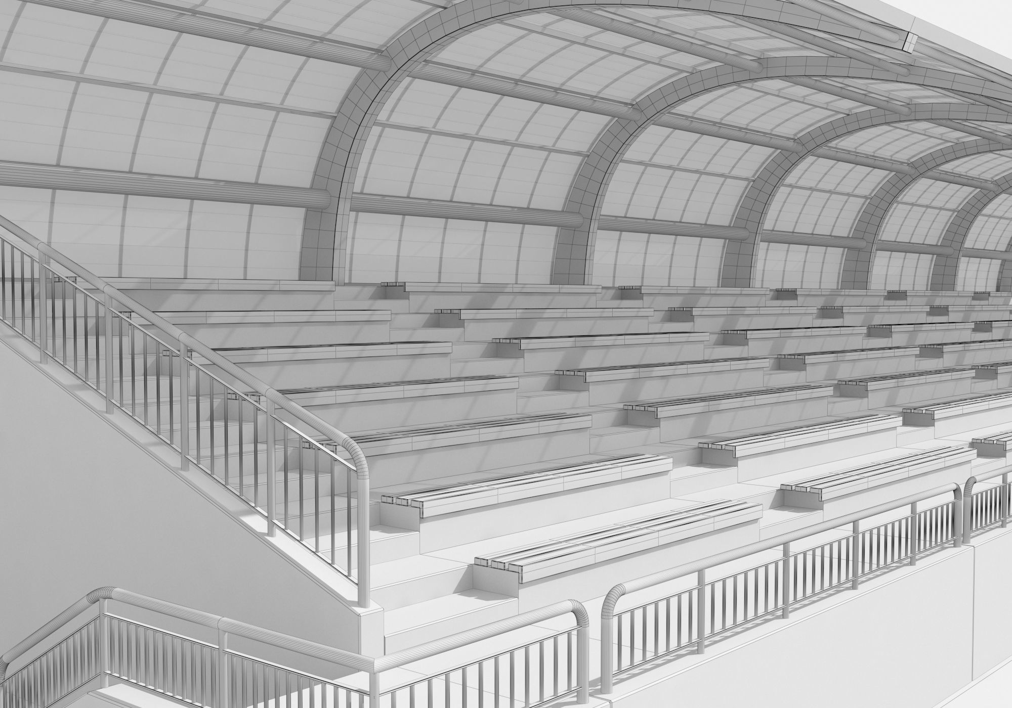 Tribune For Sport Areas With Canopy 3D model | CGTrader