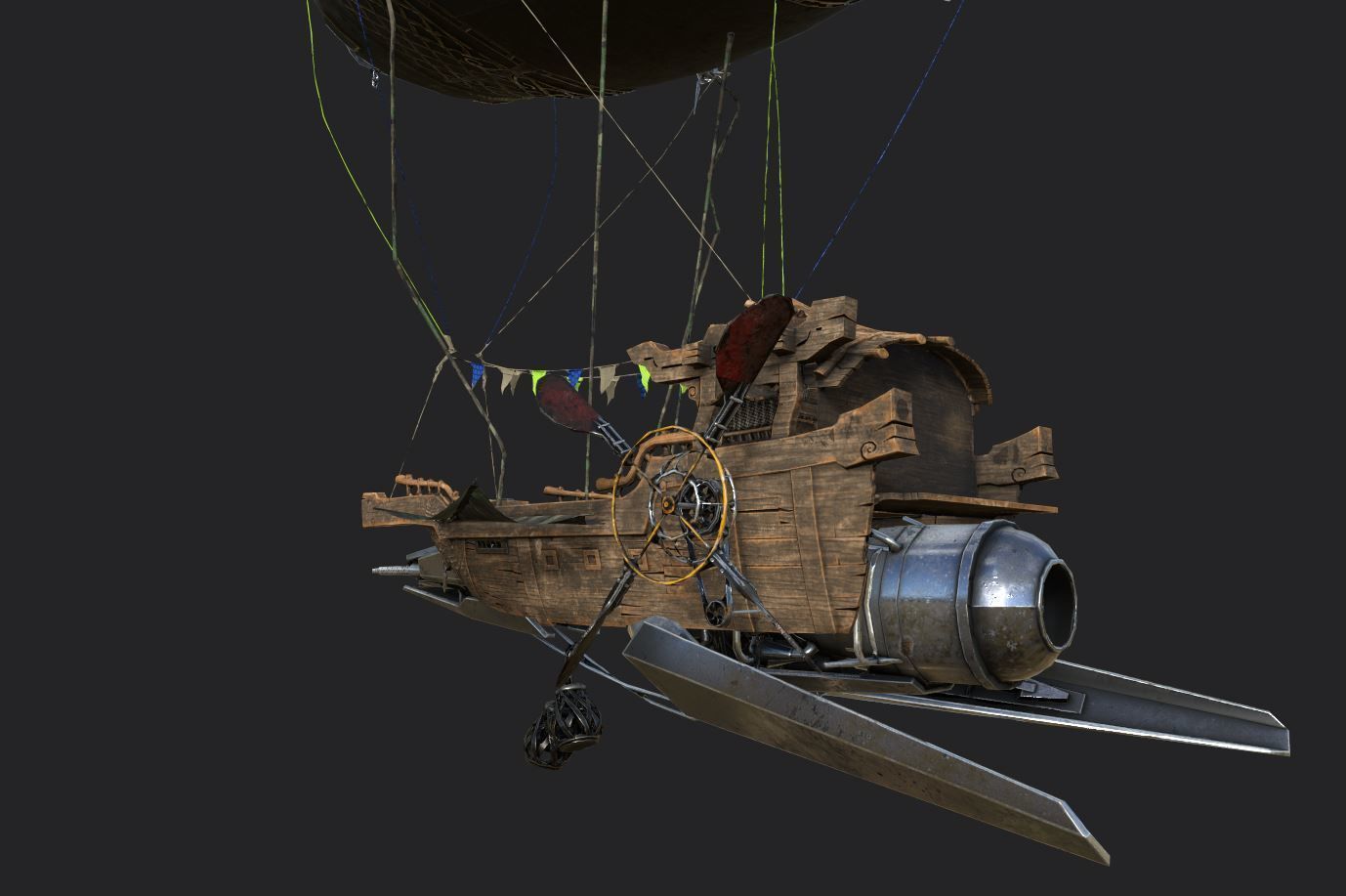 3D model Steampunk AirShip Low-poly 3D model PBR Low-poly 3D VR / AR ...