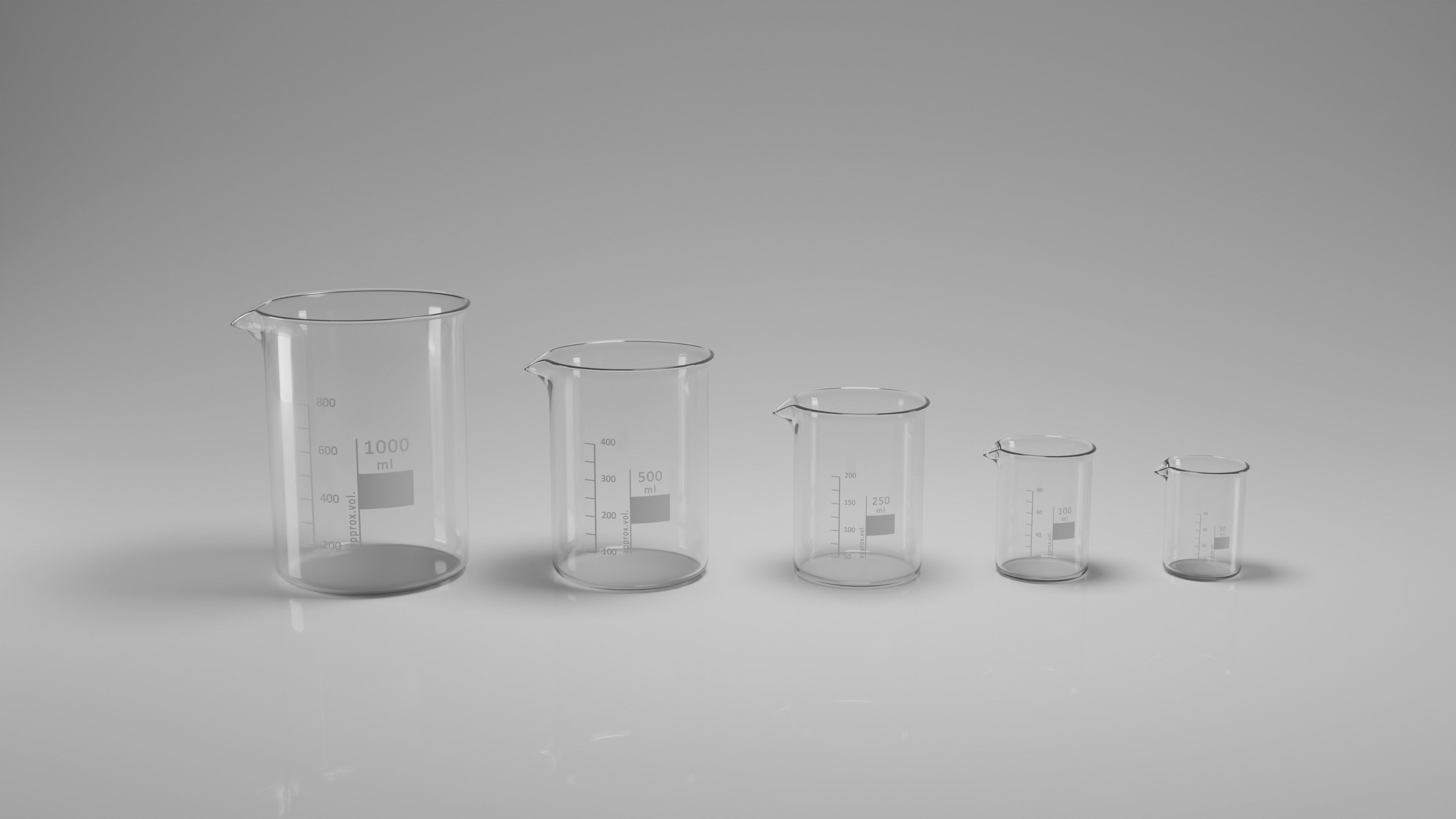 Laboratory Beaker Set 50-1000ml 3D model | CGTrader