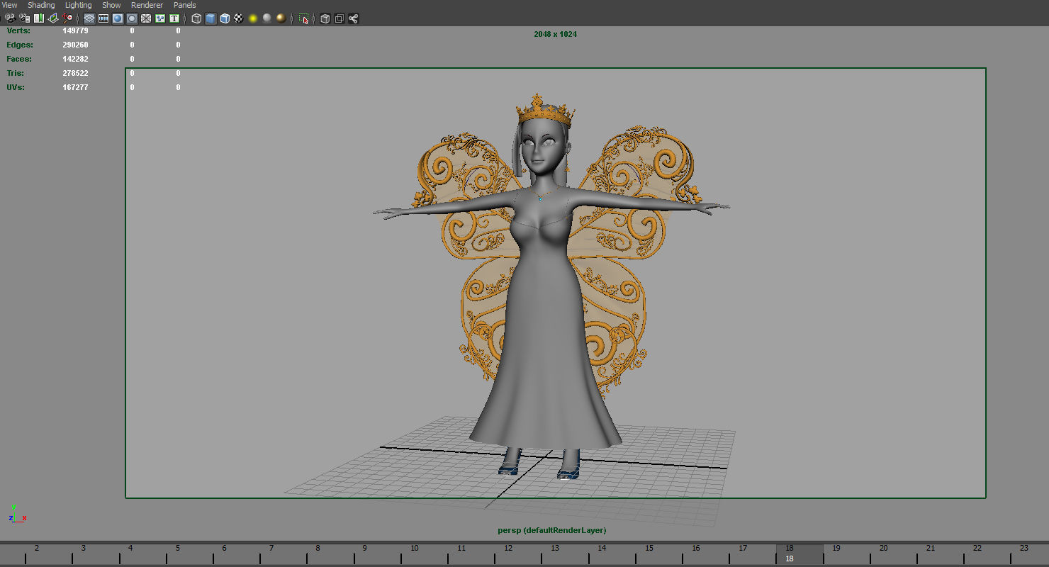 fairy 3d model in dress with wings 3D model | CGTrader