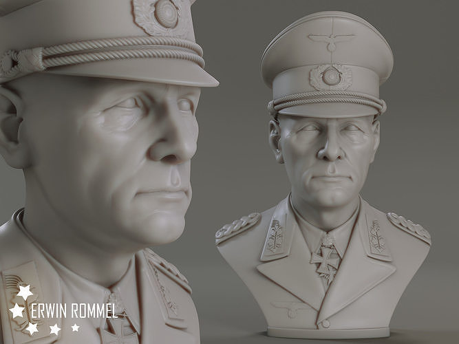 Erwin Rommel Bust 3D model 3D printable | CGTrader