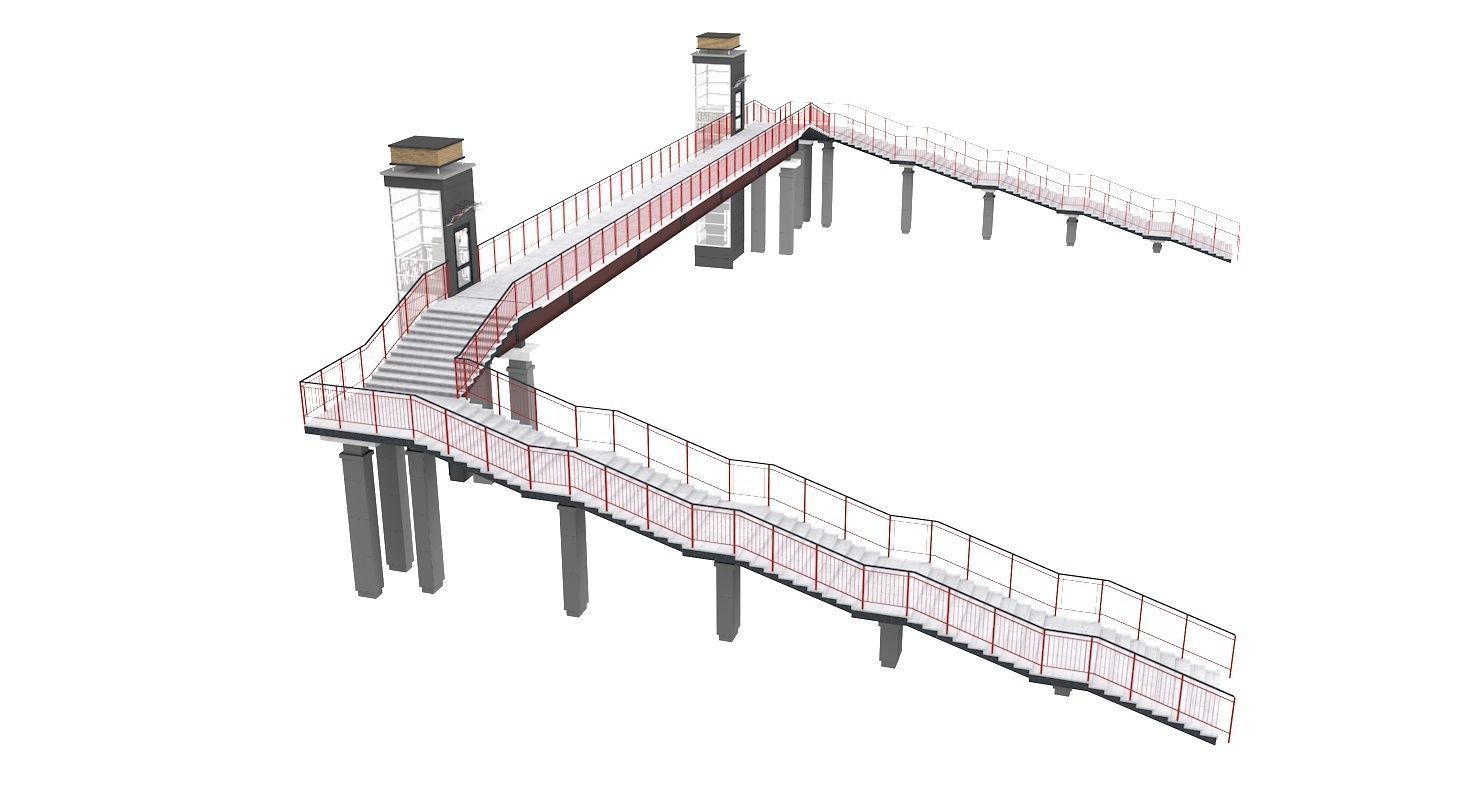 Pedestrian Bridge Walkway 3D model | CGTrader