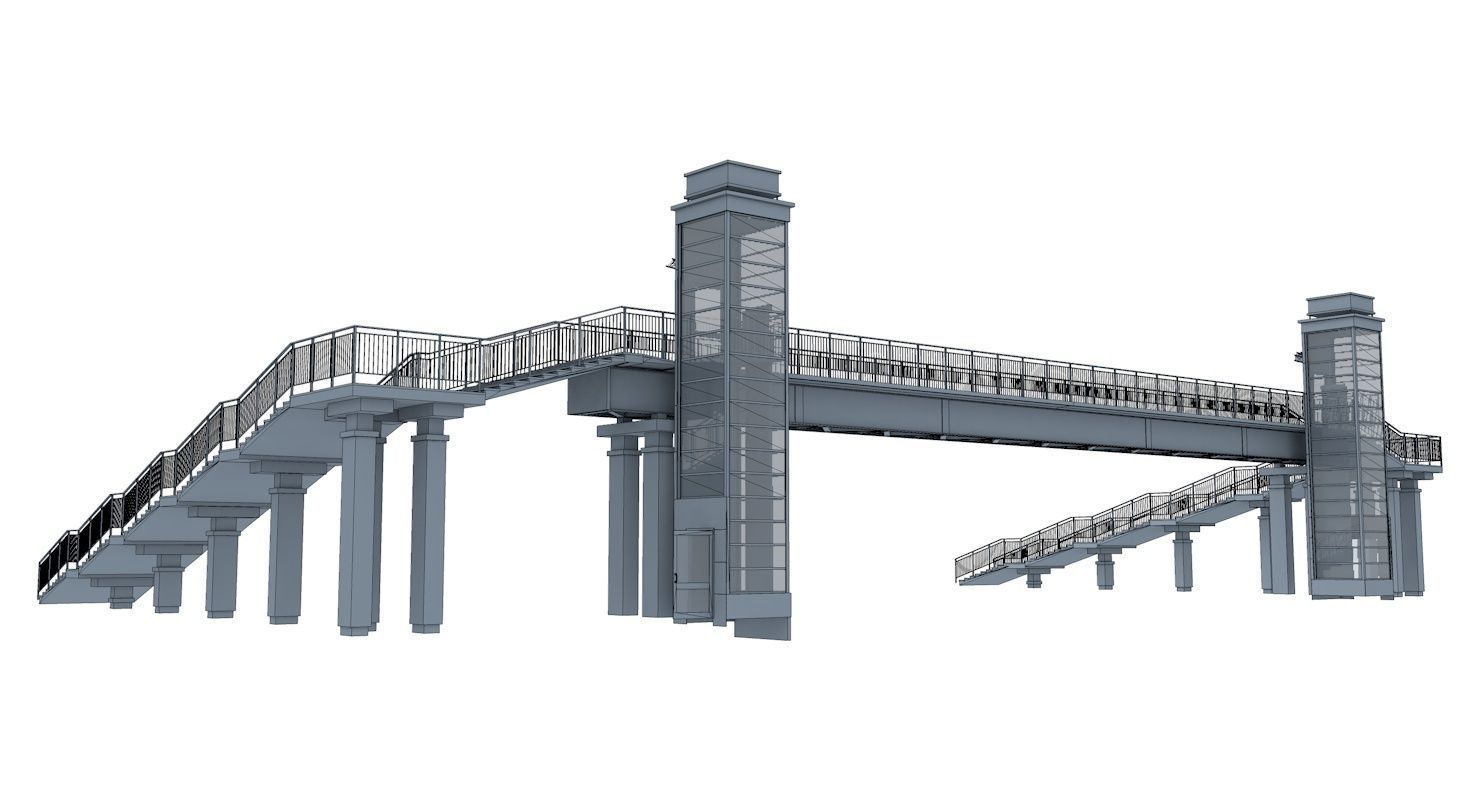 Pedestrian Bridge Walkway 3D model | CGTrader
