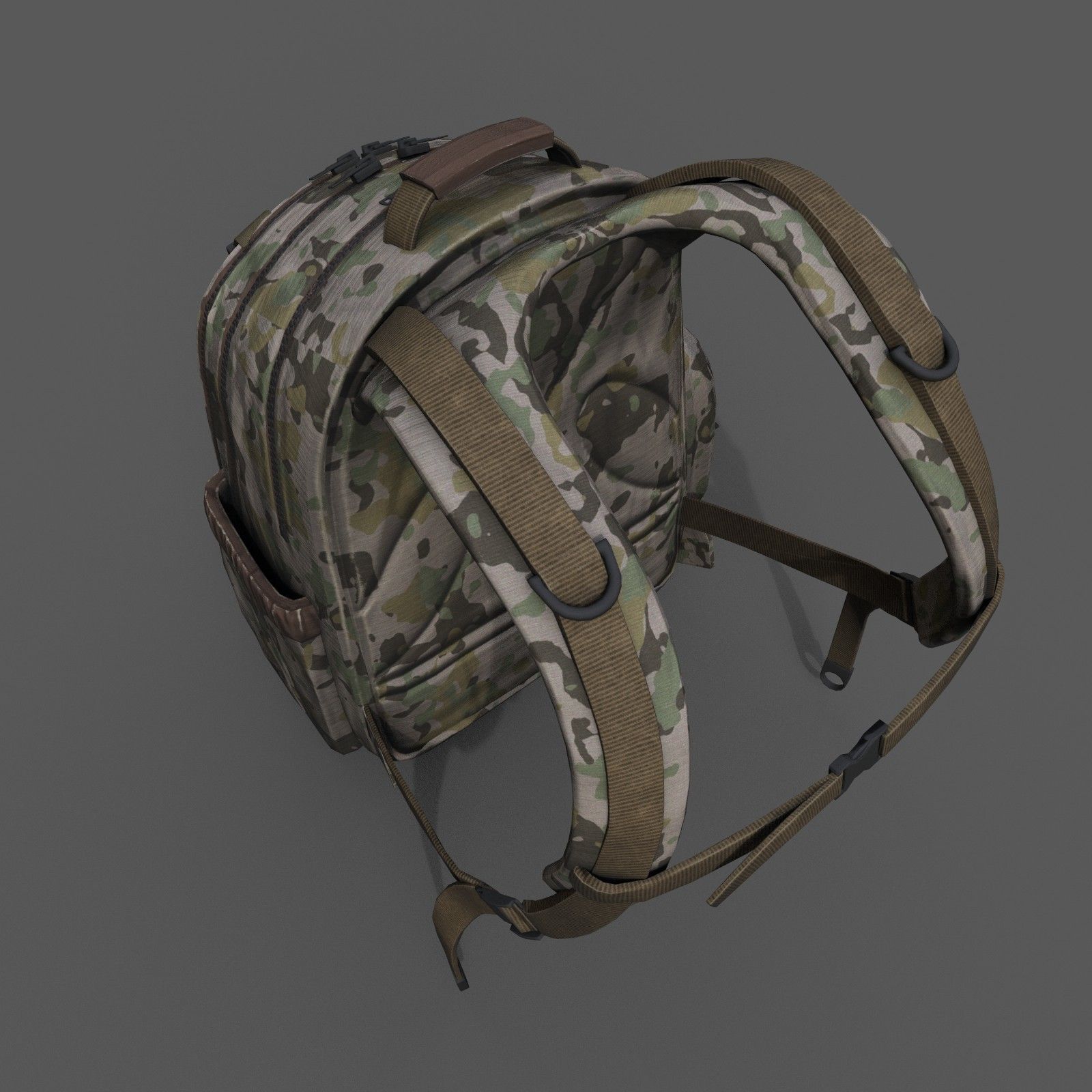 3D model Backpack military combat soldier human camping VR / AR / low ...