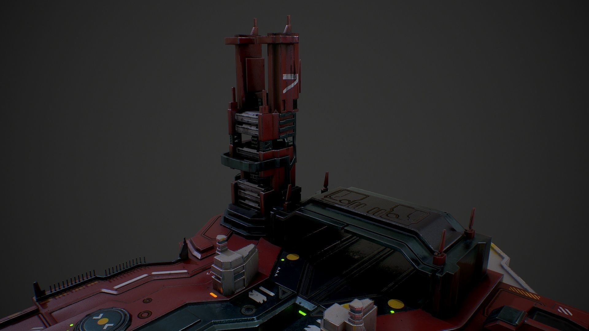 3D model Low poly sci fi detailed space port building VR / AR / low ...