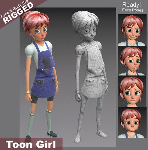 3D model toon girl VR / AR / low-poly rigged | CGTrader