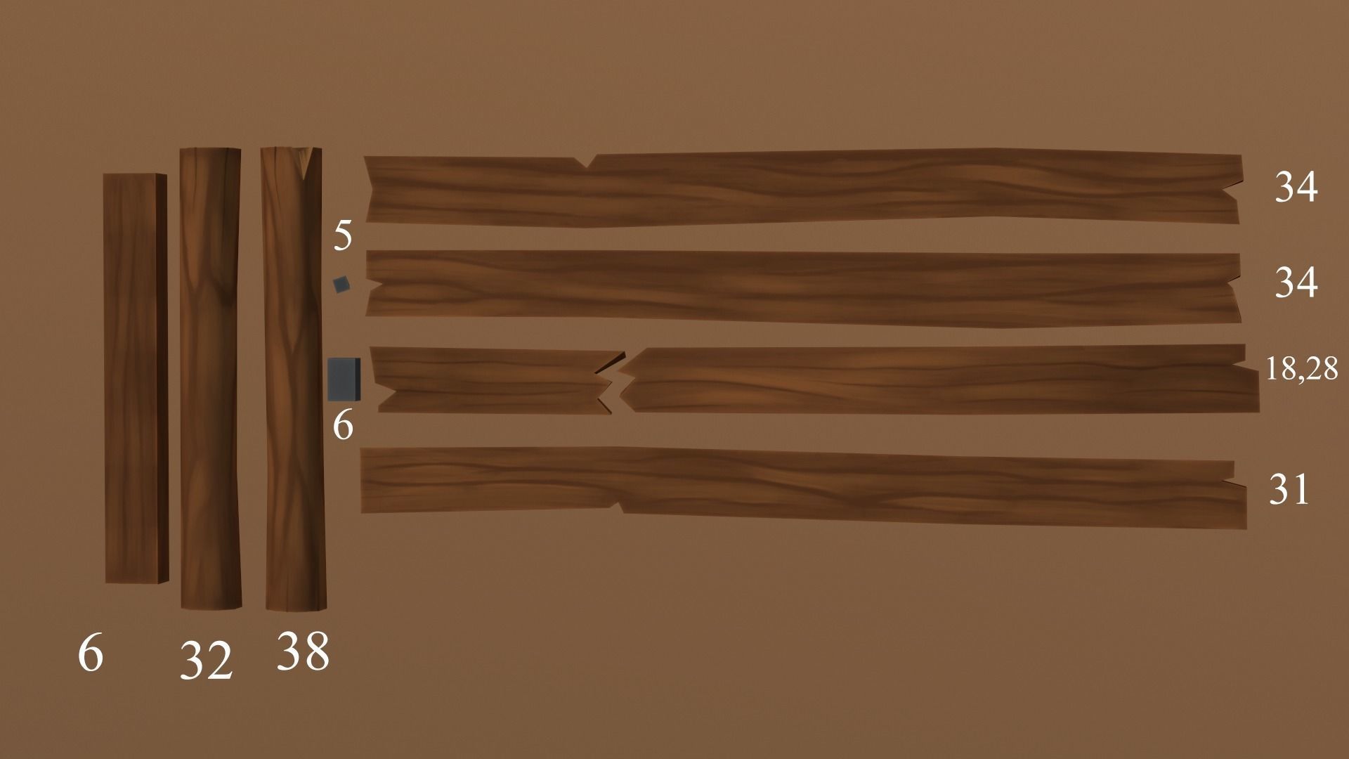 3D model Low-poly Fence and gate with handpainted textures VR / AR ...