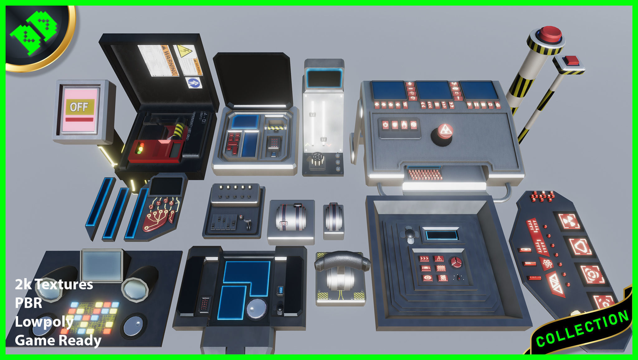 3D model Sci fi Buttons Levers and Gear Ultimate Pack VR / AR / low ...