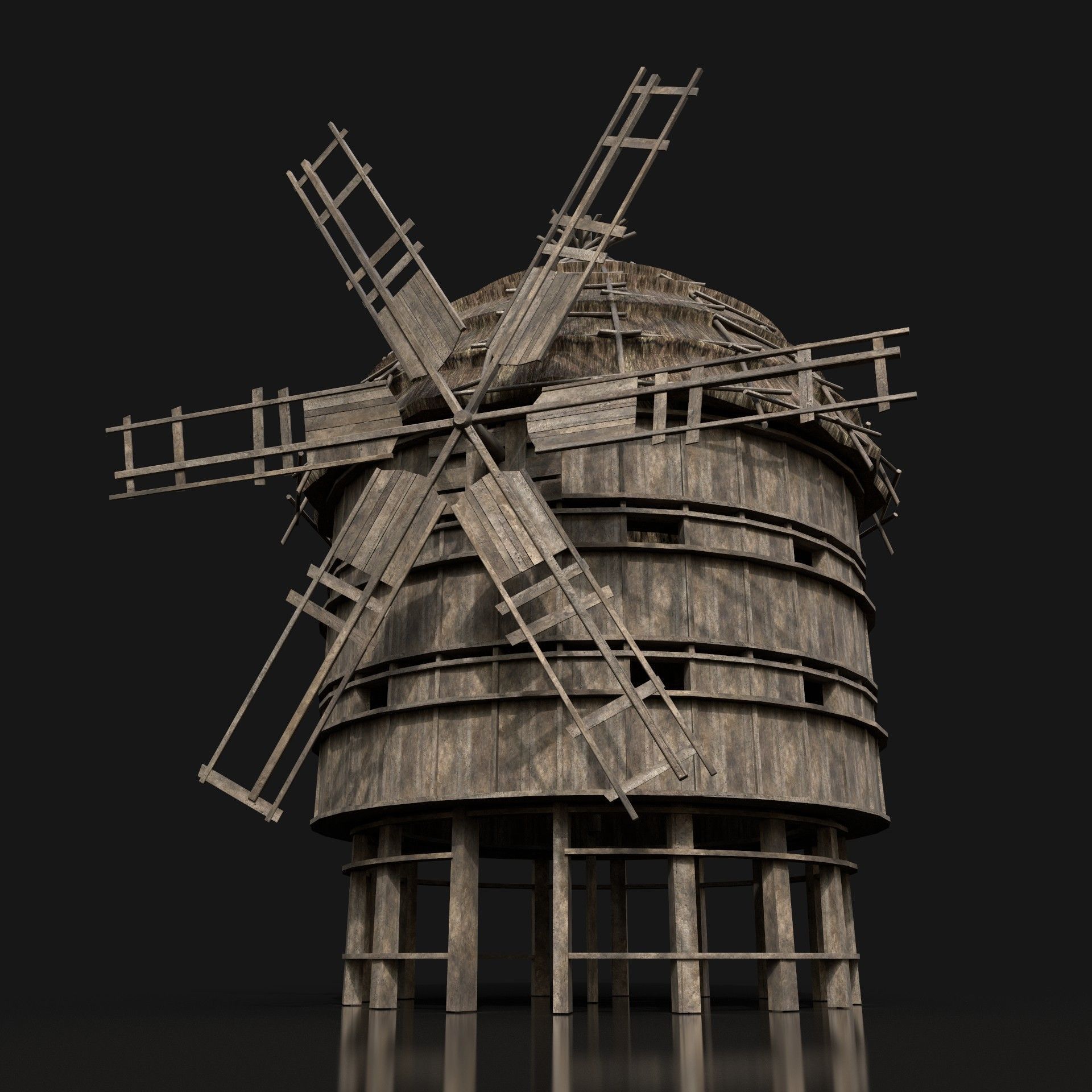 Next Gen AAA THATCHED FANTASY MEDIEVAL WOODEN SILO WINDMILL free VR ...