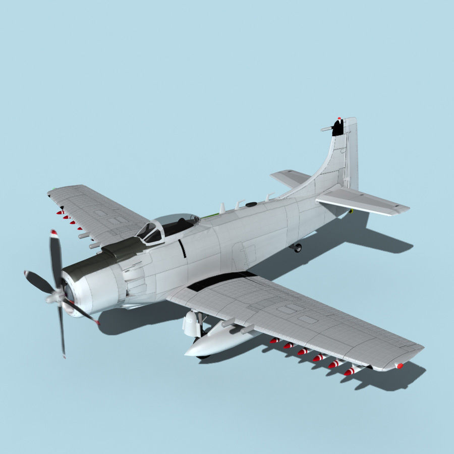 Douglas A-1H Skyraider Bare Metal 3D model animated rigged | CGTrader