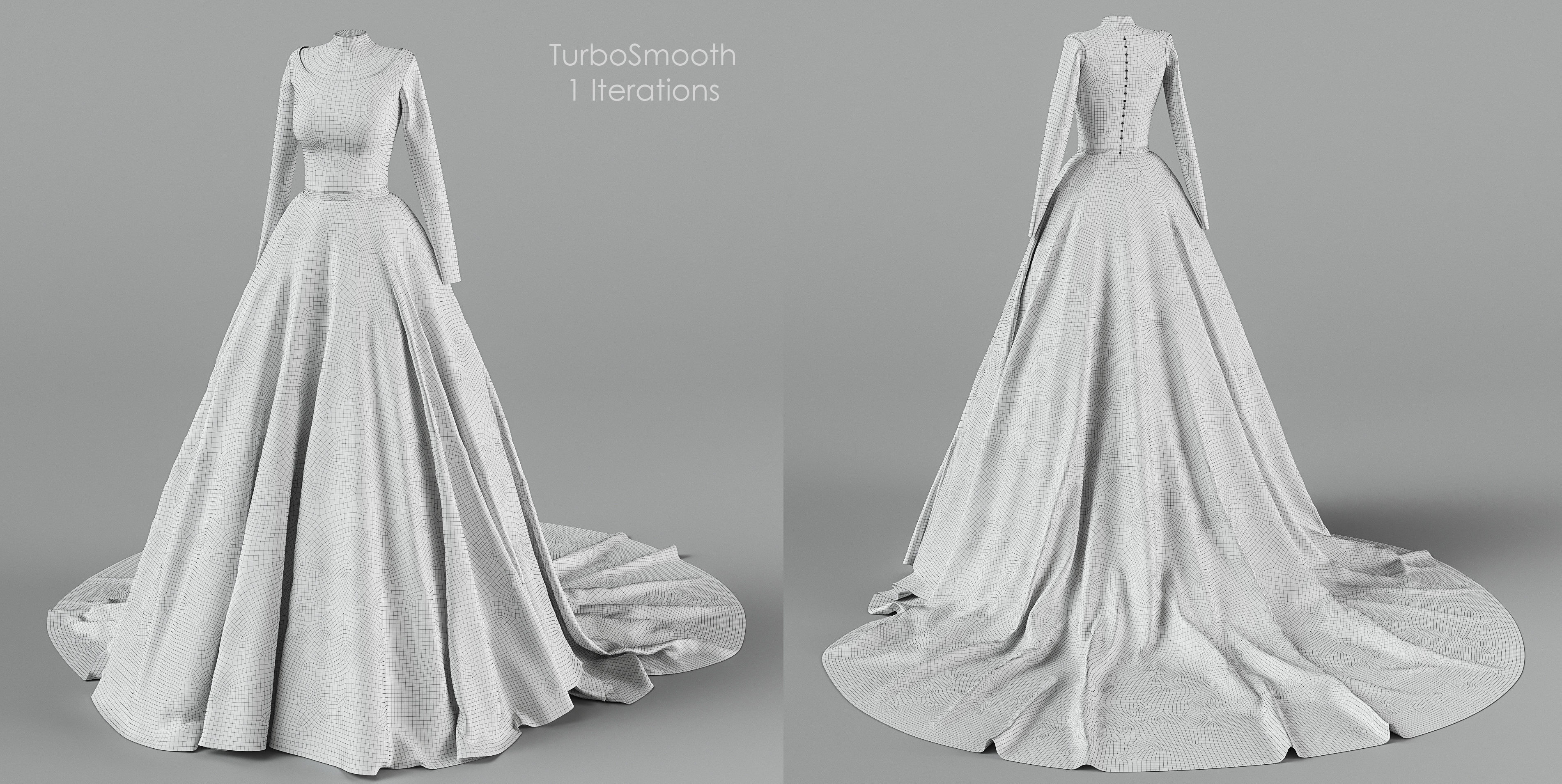 Wedding dress with train 3D model | CGTrader