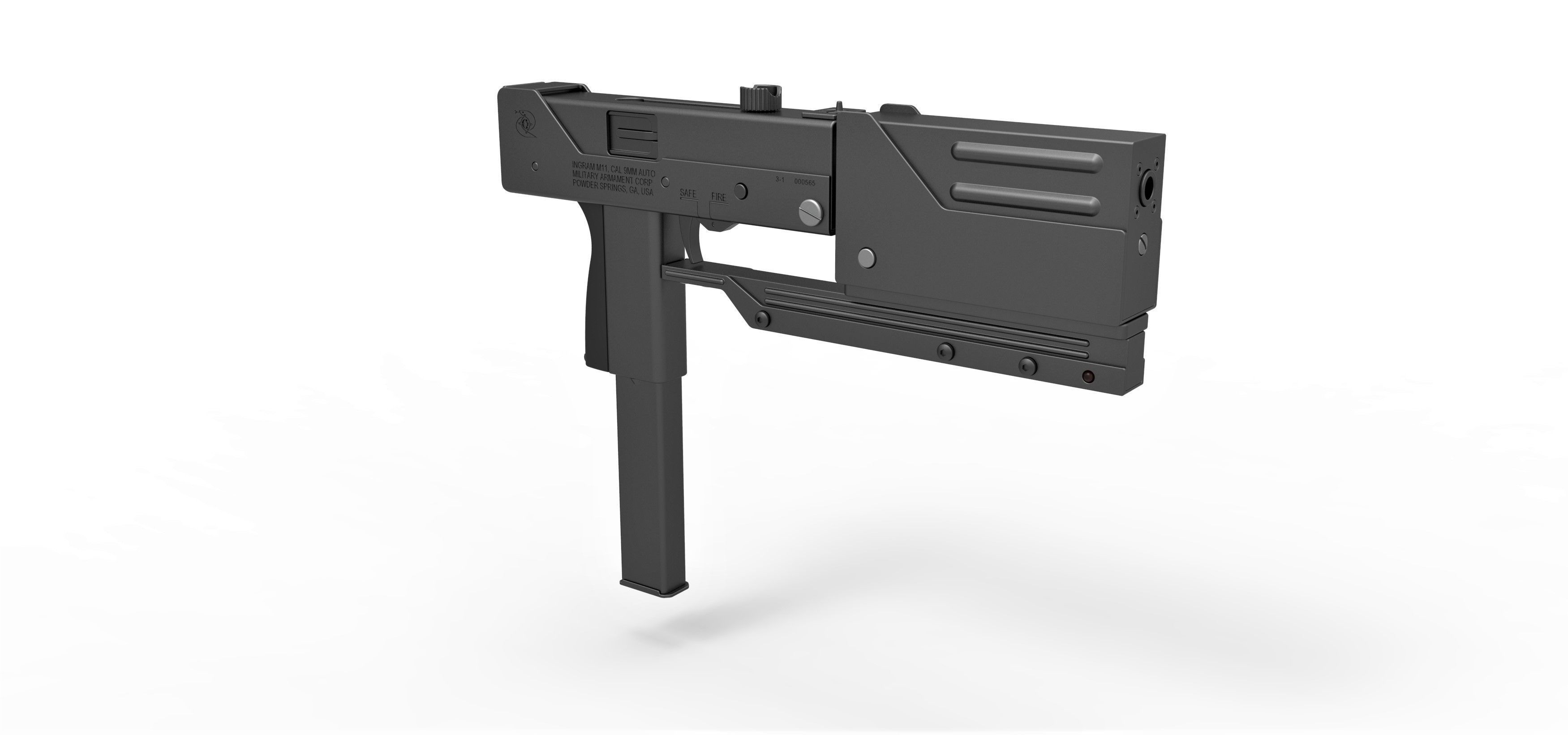 Submachine gun modified MAC-11 from the movie Blade 1998 3D model ...