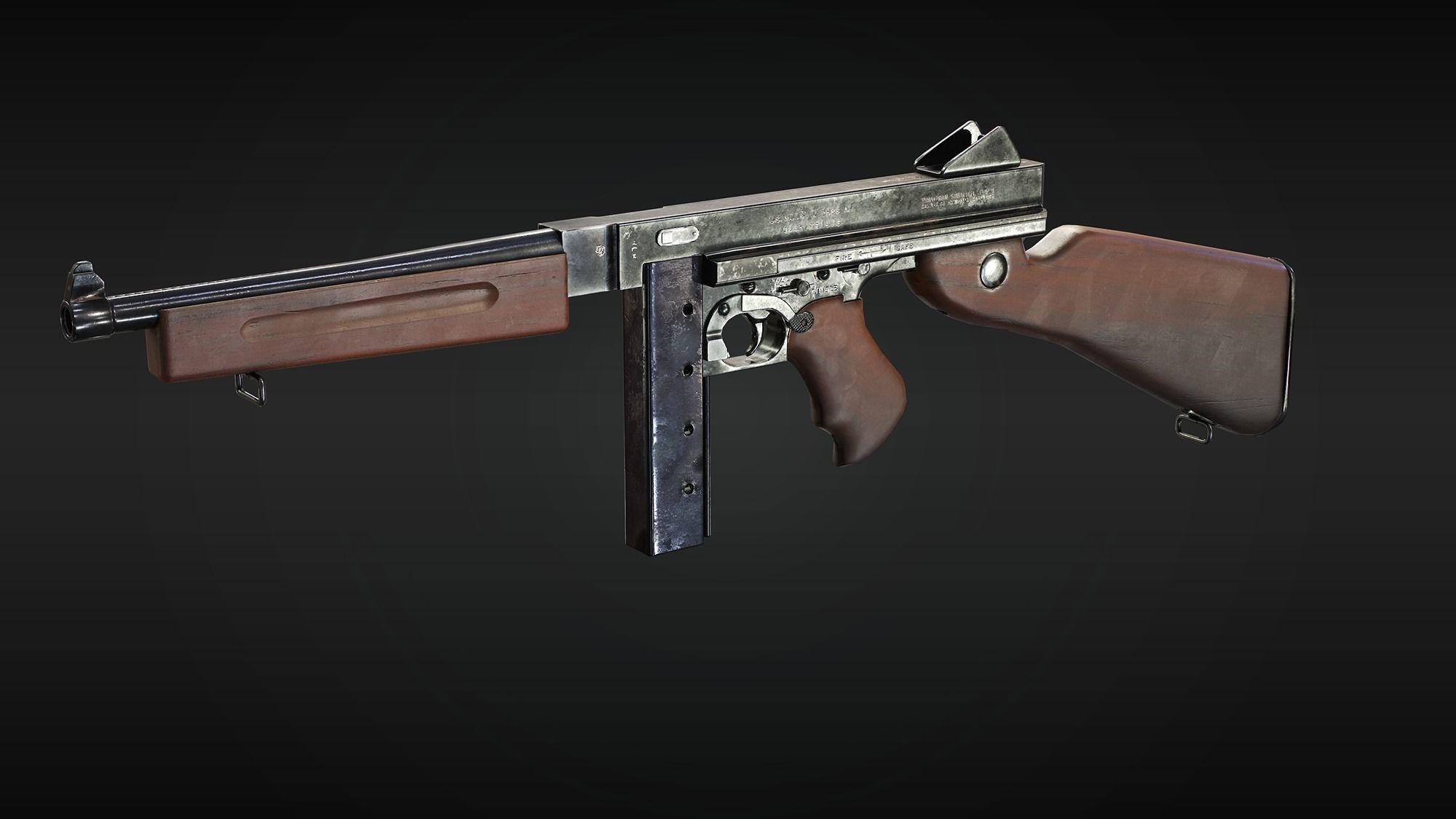 M1A1 Thompson submachine gun - 4 different skins - game ready free VR / AR / low-poly 3D model ...