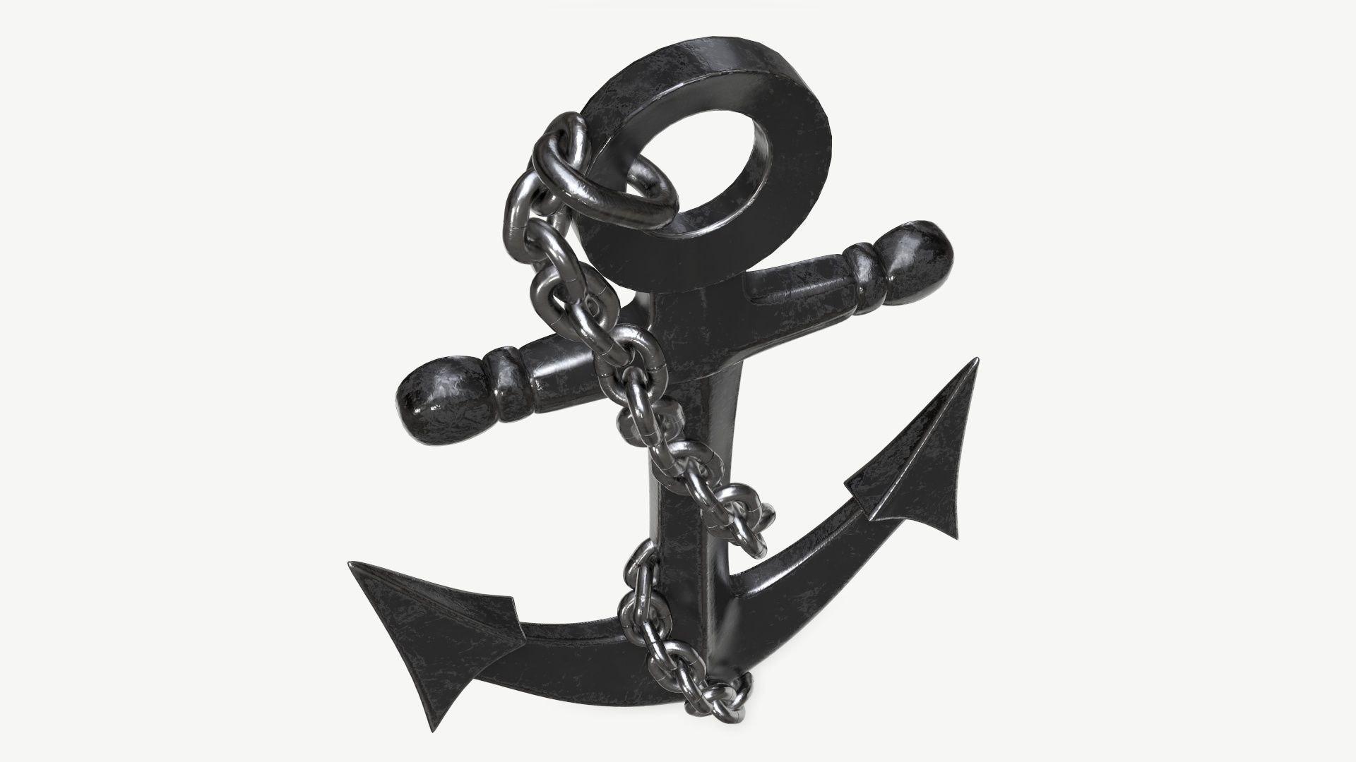 Wall interior decor anchor with chains 3D model | CGTrader