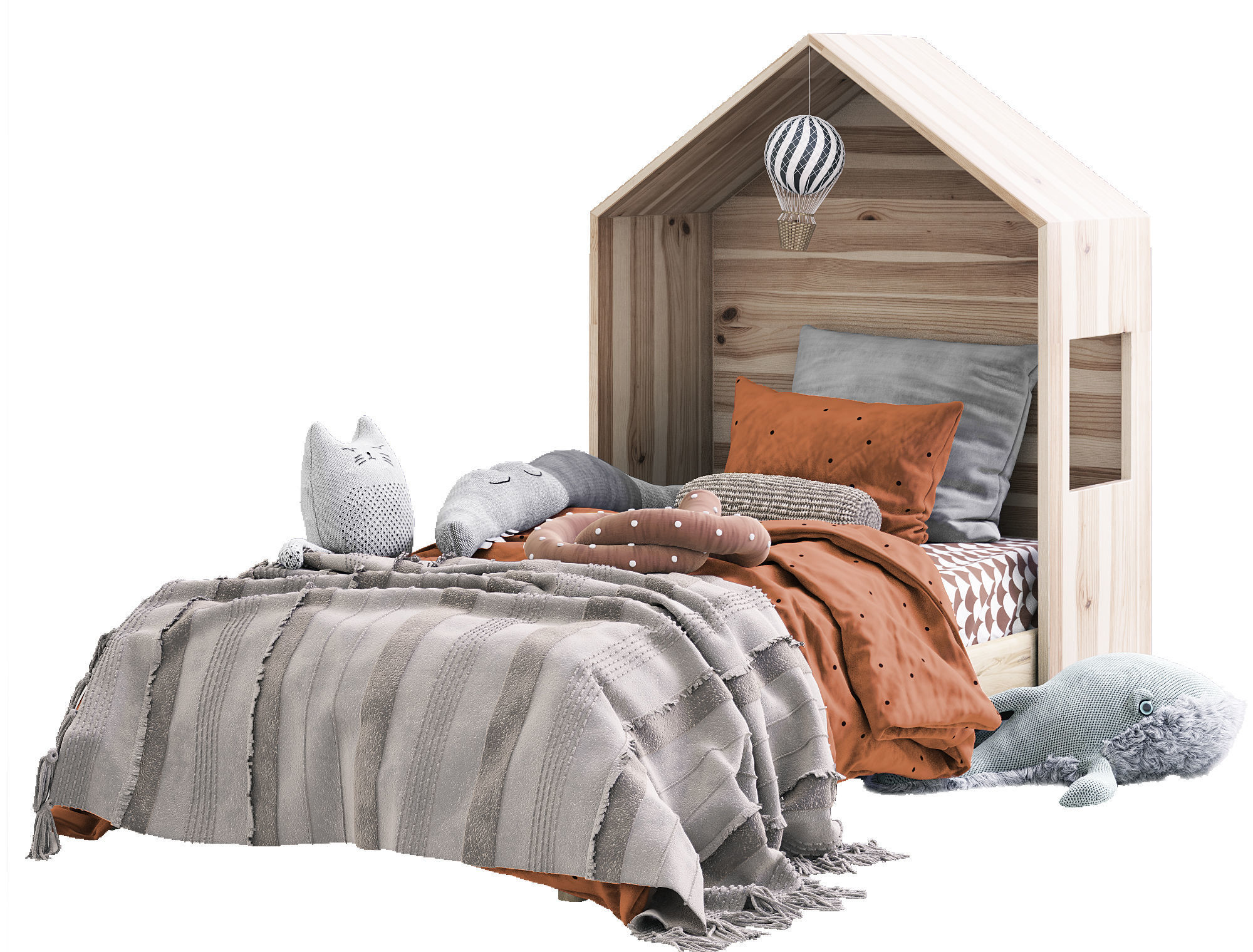 children bed UTAKER ikea with toys 3D model | CGTrader