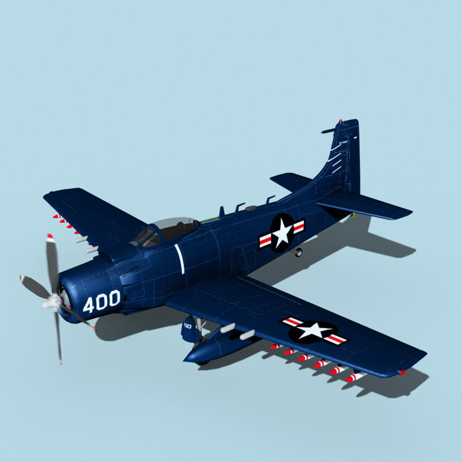 Douglas A-1H Skyraider V01 USN 3D model animated rigged | CGTrader