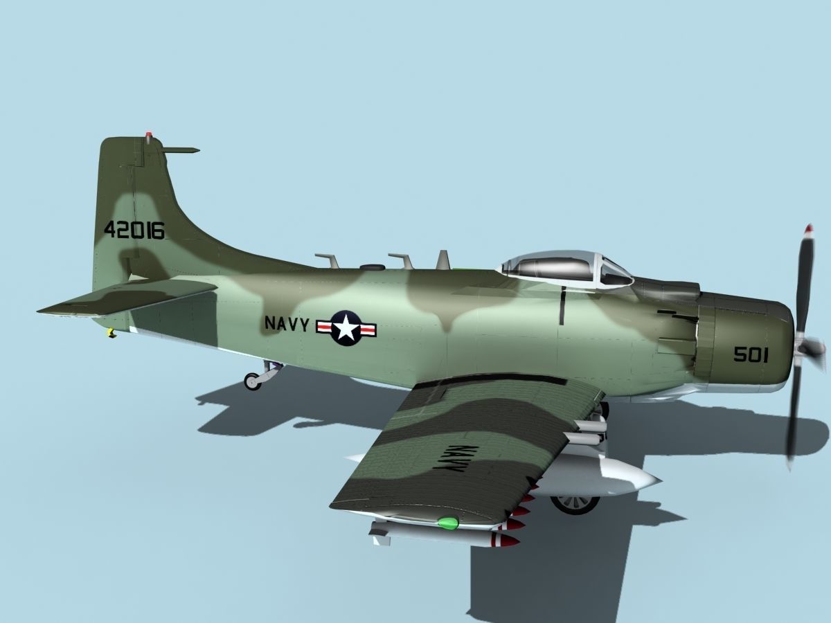 Douglas A-1H Skyraider USN Kitty Hawk 3D model animated rigged | CGTrader