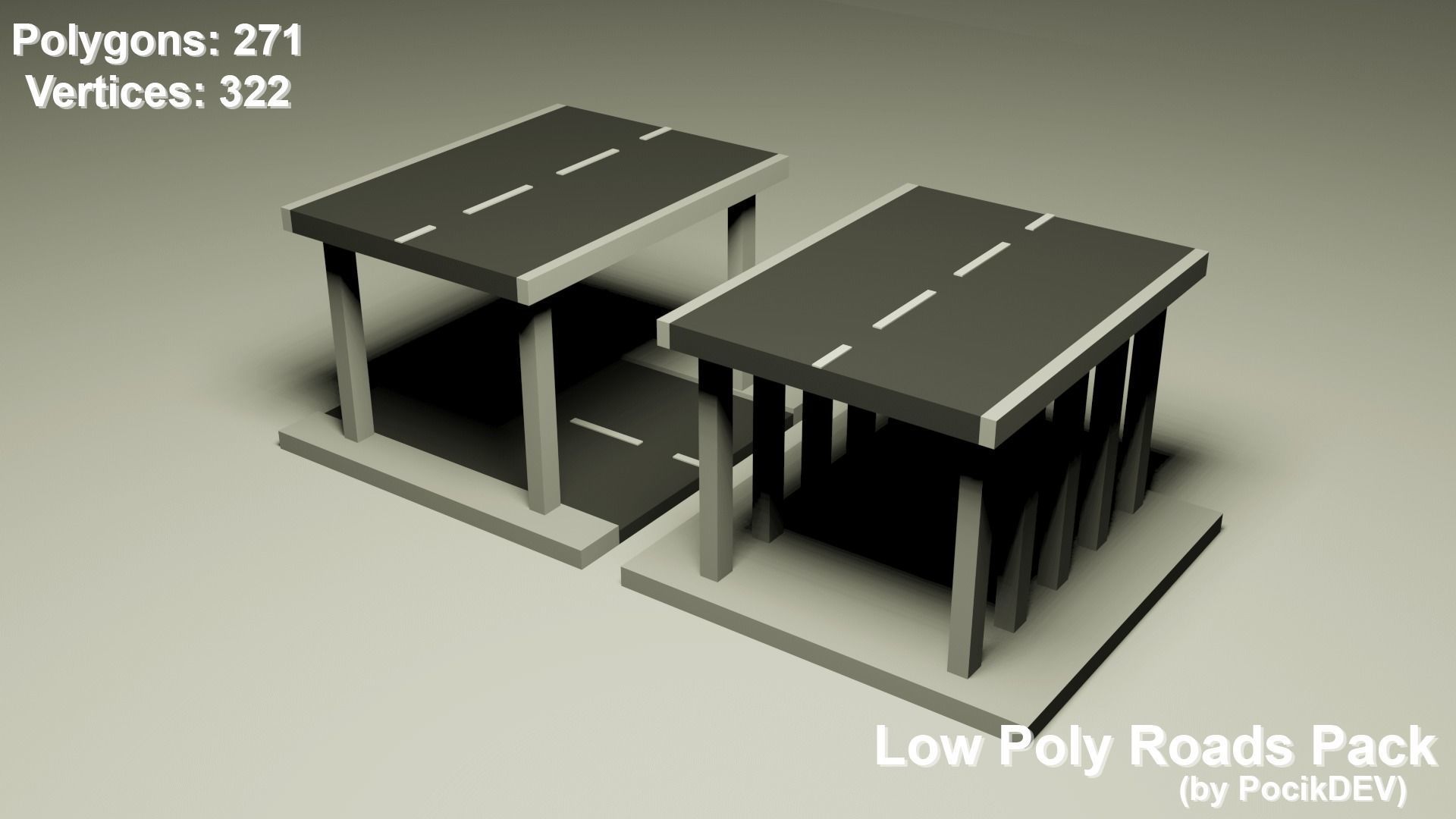 3D model Roads Low-Poly pack VR / AR / low-poly | CGTrader