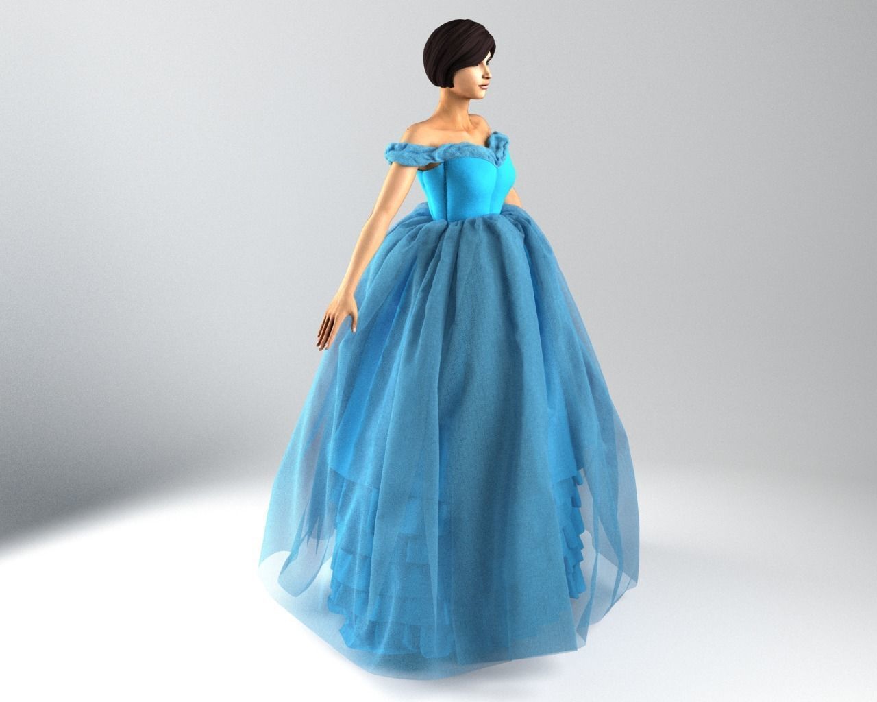 Stylish Designer Women Ball Gown 3D model 3D model | CGTrader