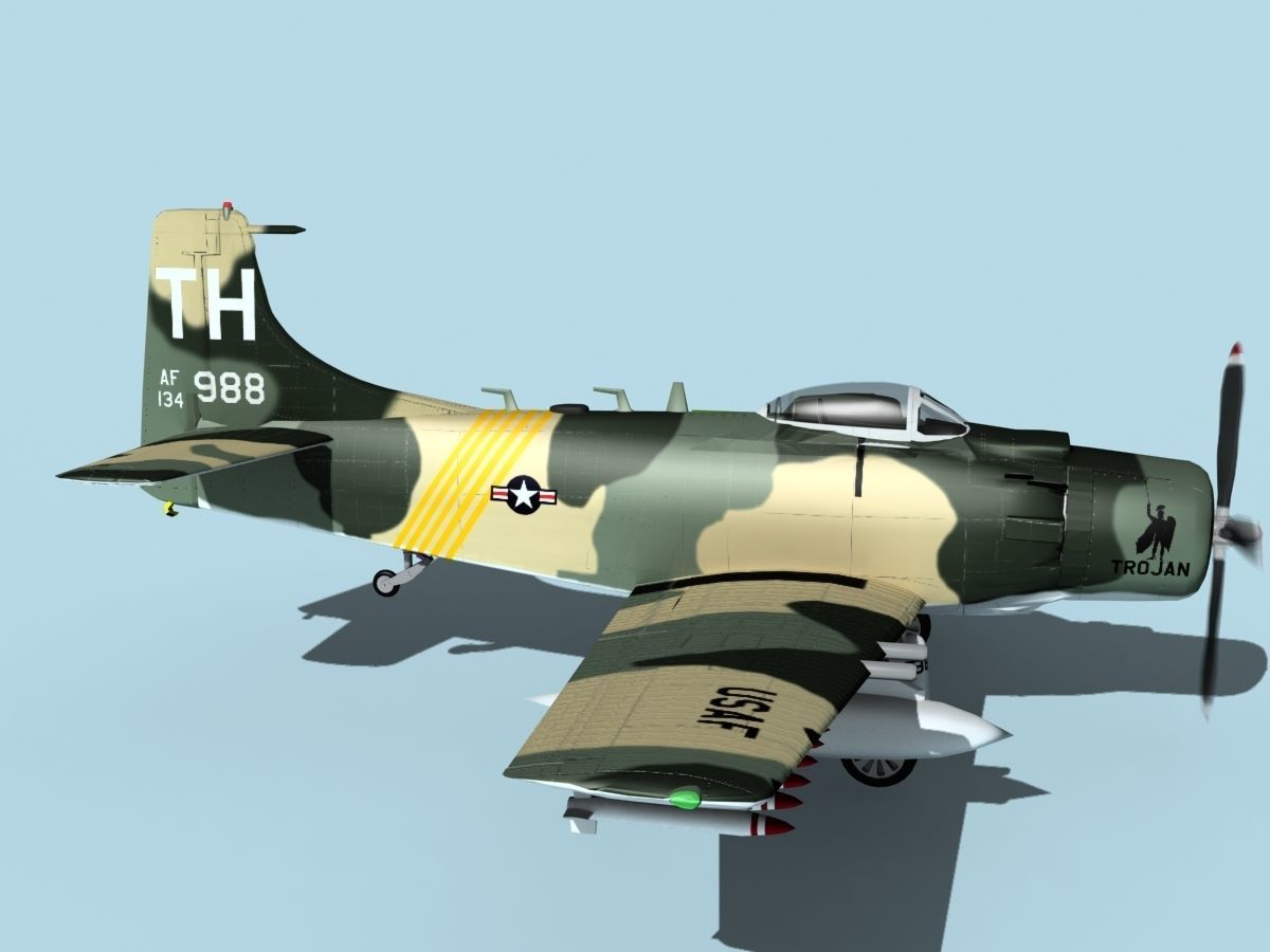 Douglas A-1H Skyraider V12 USAF 3D model animated rigged | CGTrader