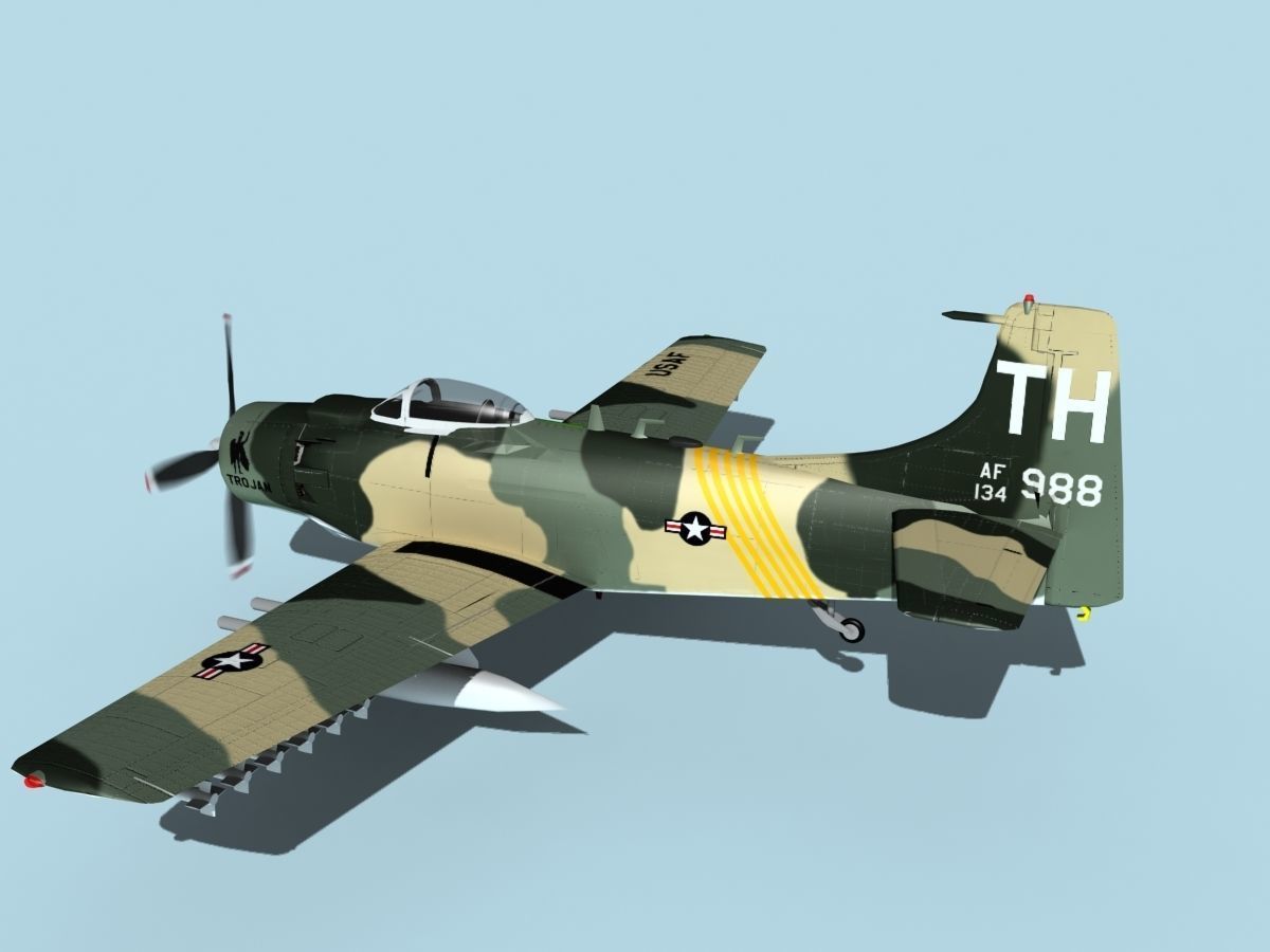 Douglas A-1H Skyraider V12 USAF 3D model animated rigged | CGTrader