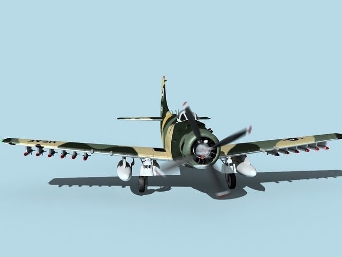 Douglas A-1H Skyraider V12 USAF 3D model animated rigged | CGTrader