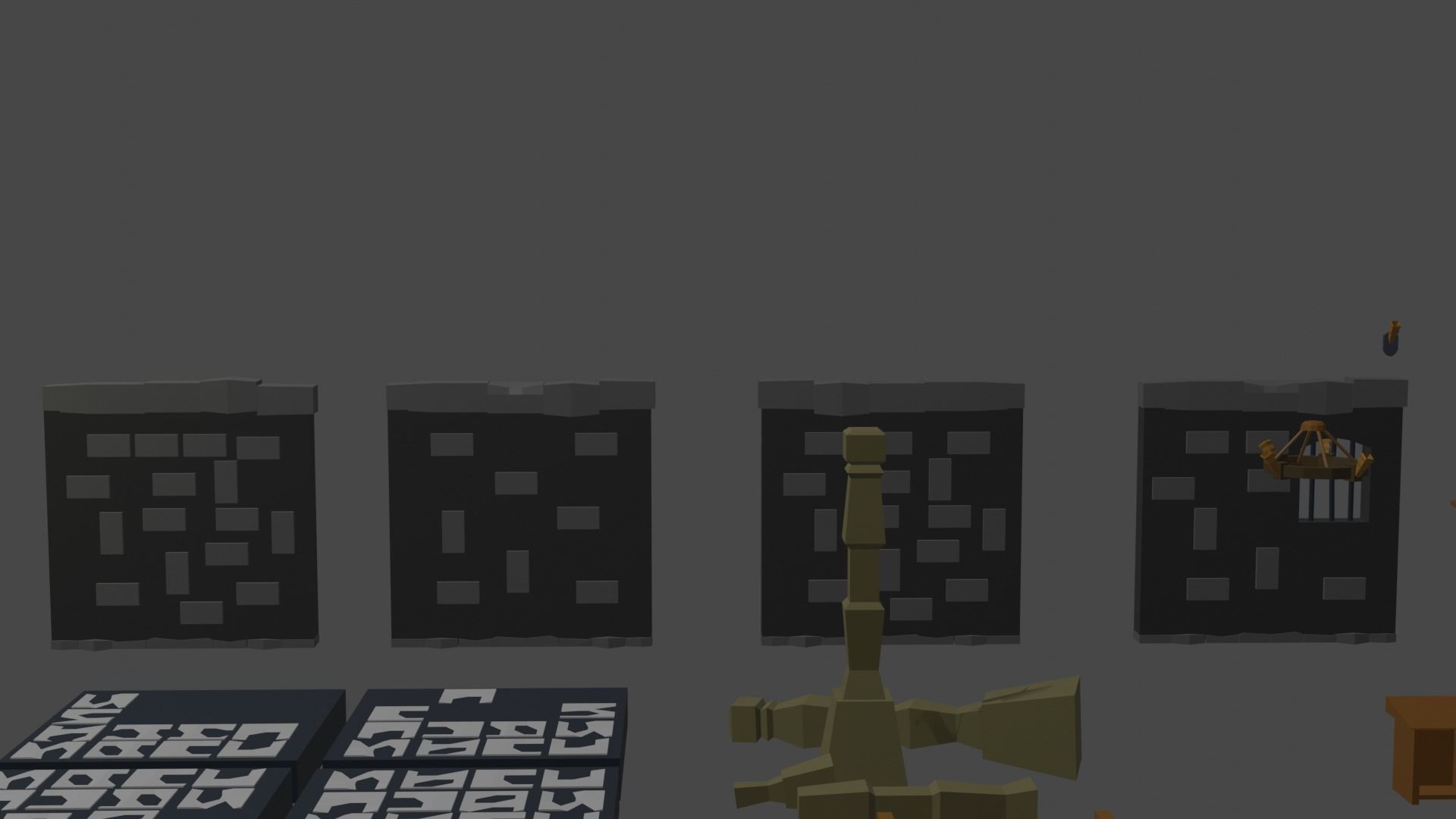 3D model low poly dungeon lego building with lights and furniture VR ...