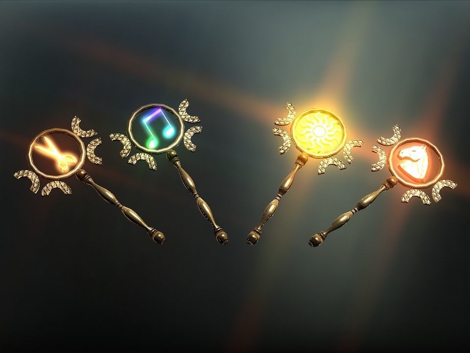 3D model Golden Moon Magic Wands Collection VR / AR / low-poly | CGTrader