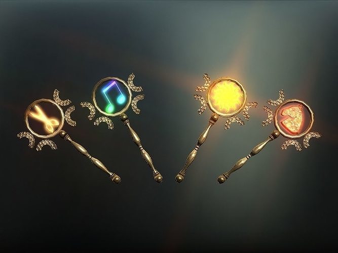 3D model Golden Moon Magic Wands Collection VR / AR / low-poly | CGTrader